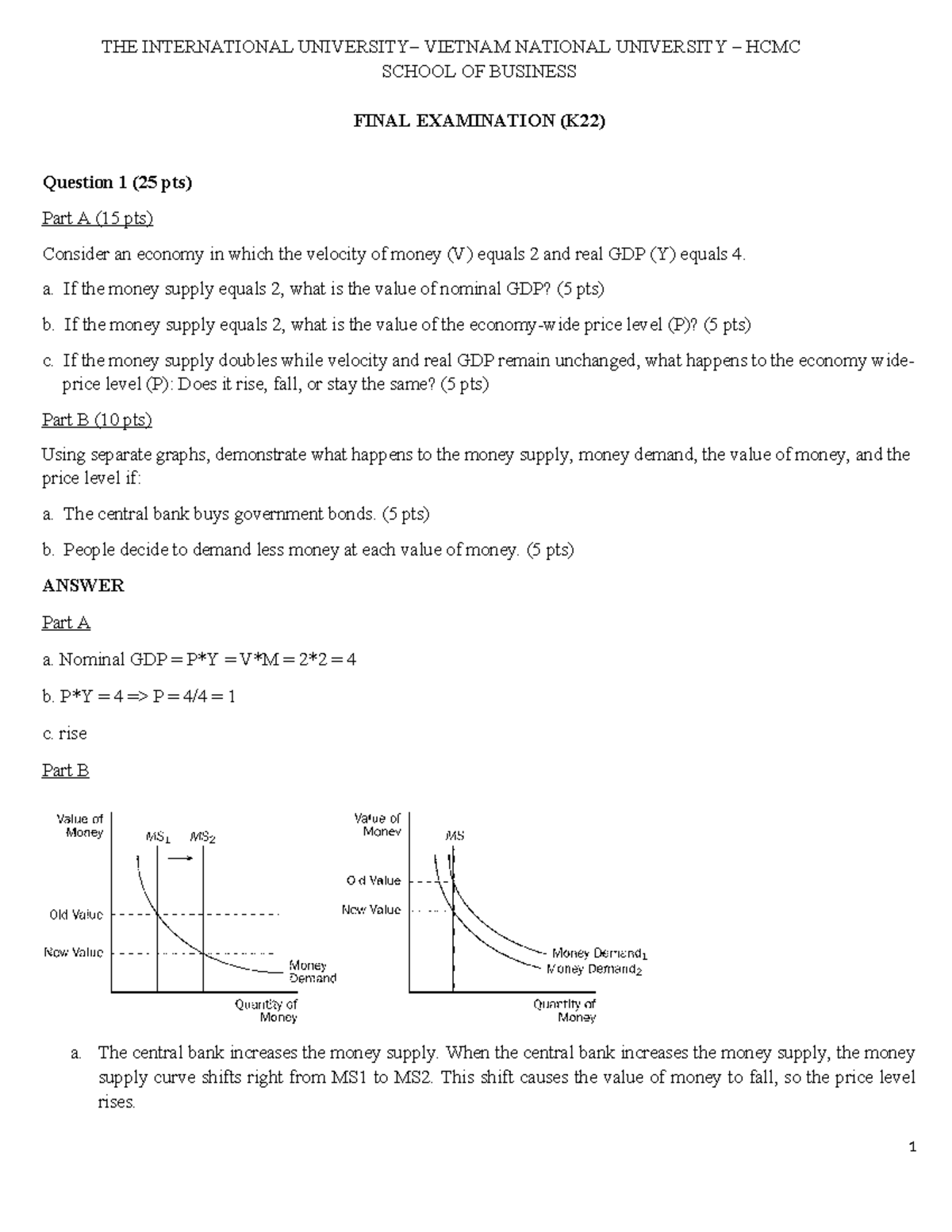 Macroeconomics Final Exam Answers - S2-2223-K22 - Studocu