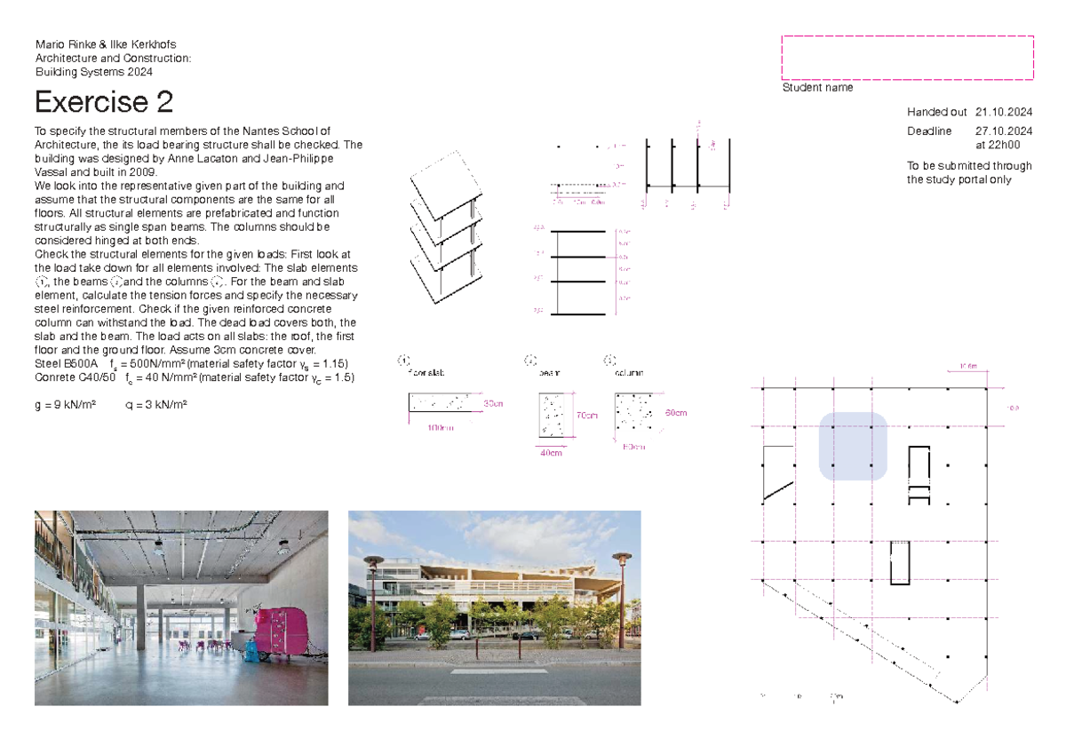 BS Architecture & Construction: Building Systems 2024 Exercise 2 - Studocu