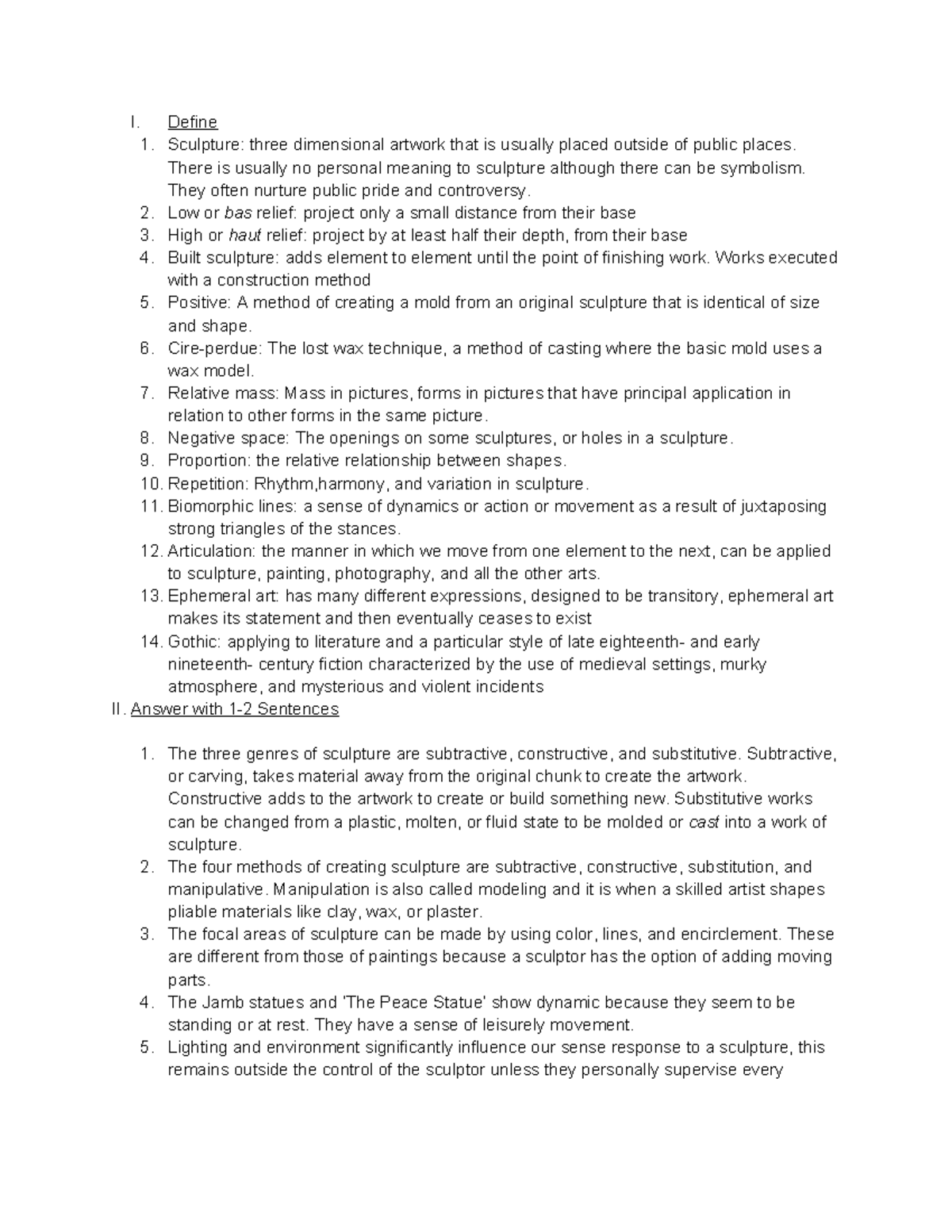 Assignment #4: Understanding Sculpture Techniques and Concepts - Studocu