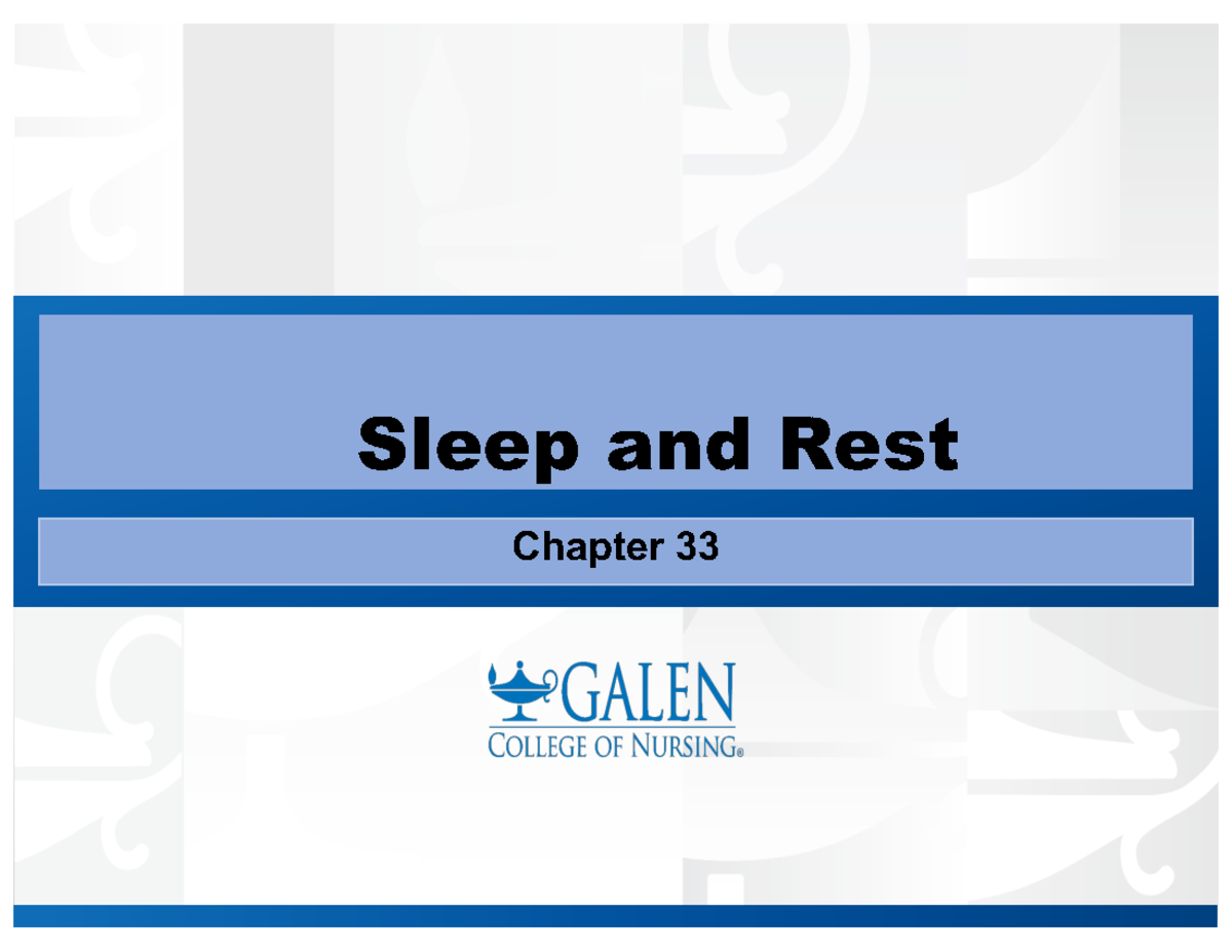 Chapter 33 Sleep: Structure, Function, and Disorders Overview - Studocu