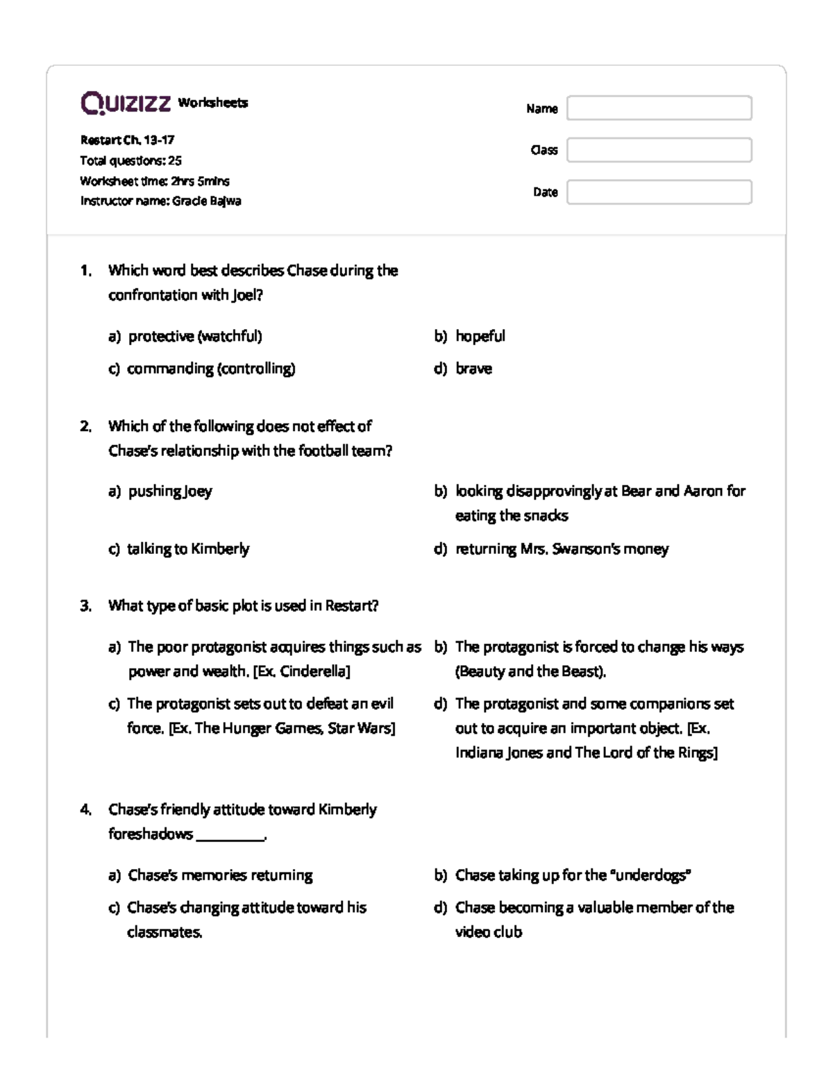 Restart Ch. 13-17 Test Questions & Answers (Total: 25) - Studocu