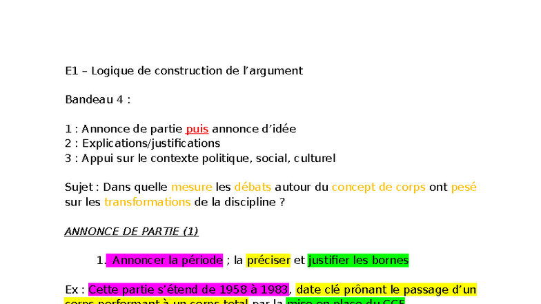 E1 Logique de construction de l'argument - E1 – Logique de construction ...