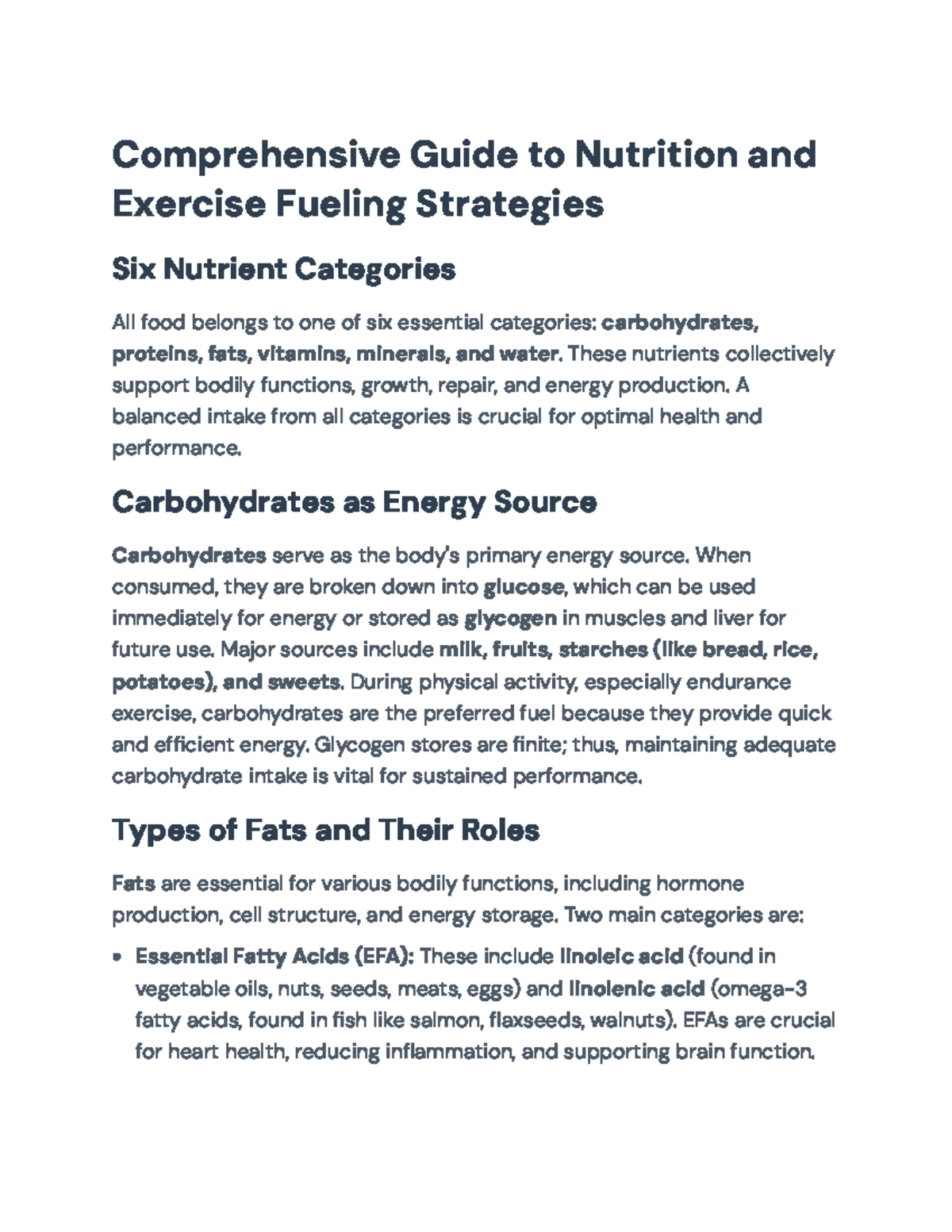 Nutrition & Exercise Fueling Strategies: A Comprehensive Overview - Studocu