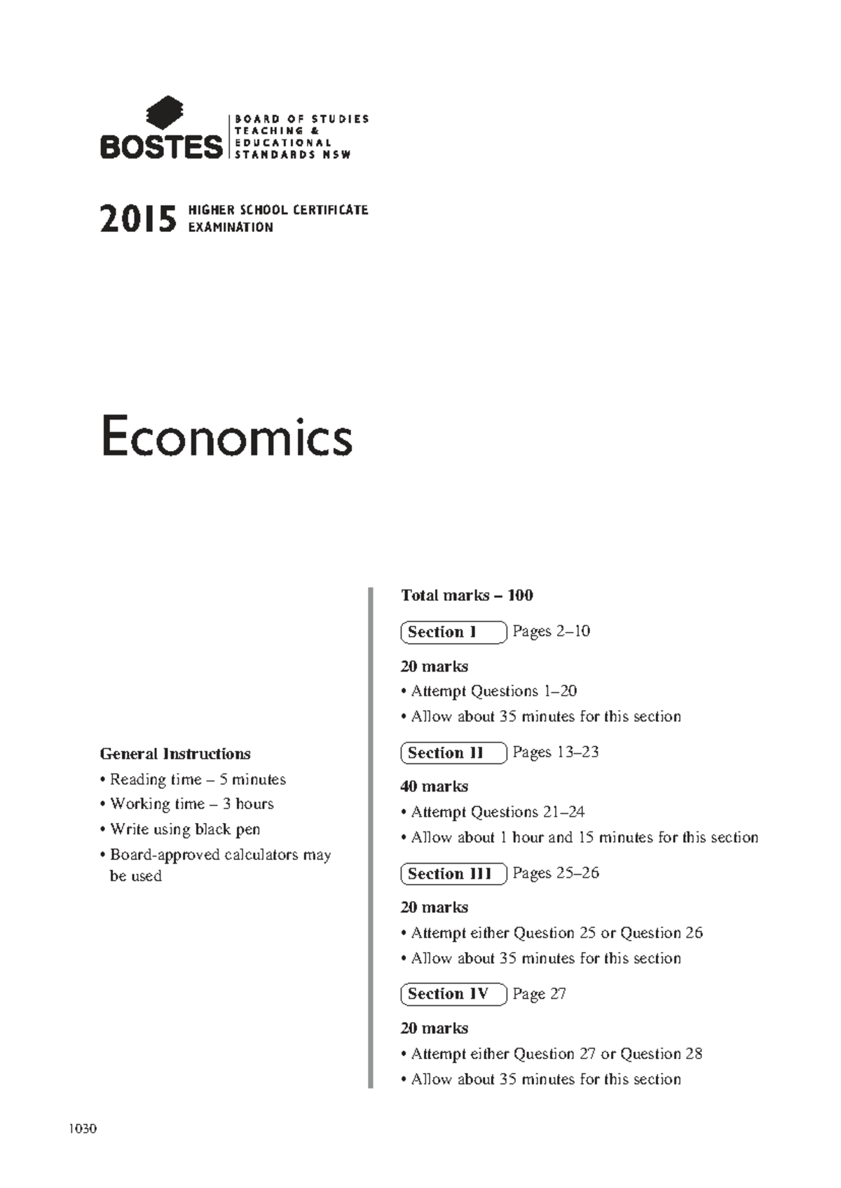 HSC Economics Exam 2015: Comprehensive Study Guide - Studocu