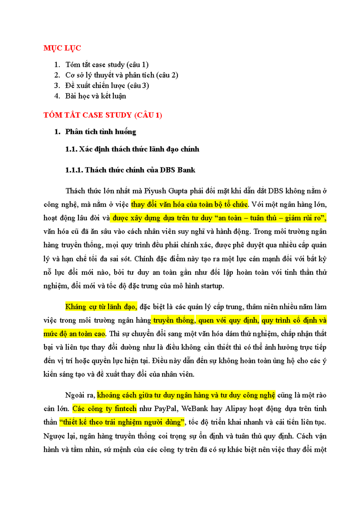 Tóm tắt Case Study 4: Thách thức và Chiến lược Lãnh đạo tại DBS Bank ...