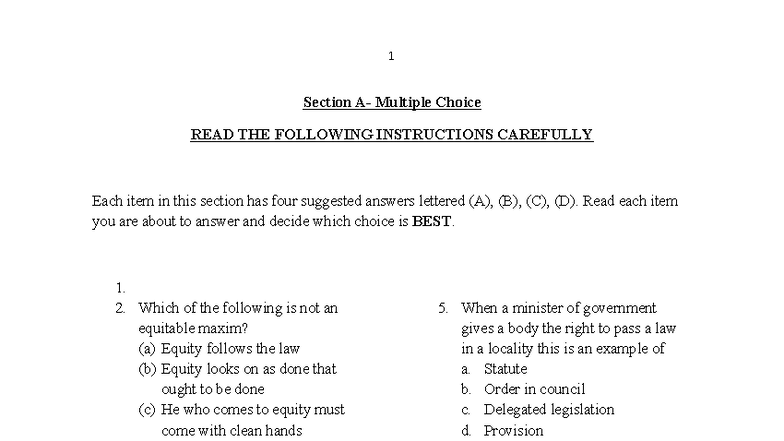 LAW Questions - Public and LLS: Multiple Choice & Section Analysis ...
