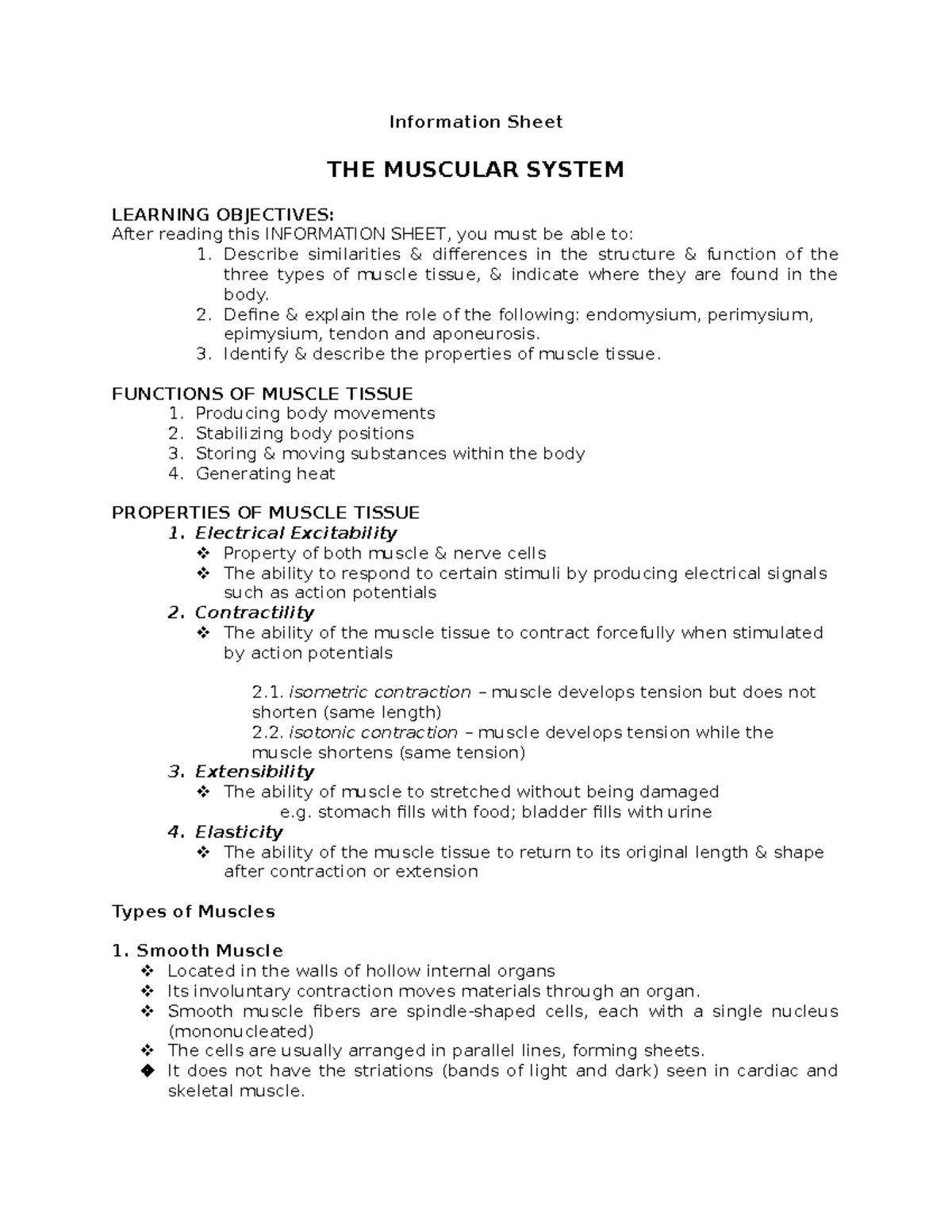 Lesson 6: Understanding the Muscular System Structure & Function - Studocu