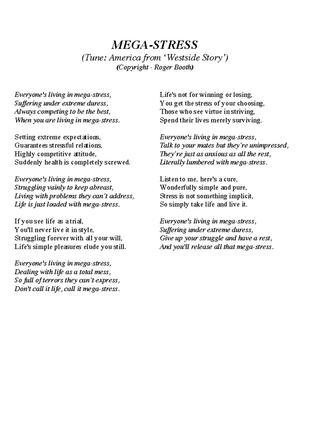 M Edsci 142 LEC 27: Megastress Song Lyrics Analysis - Studocu