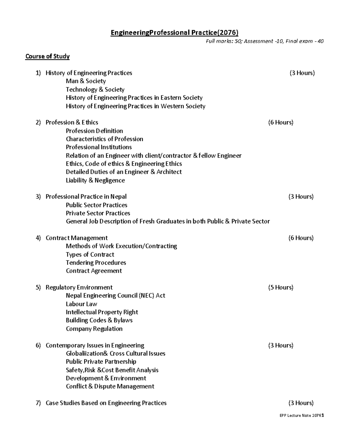 Engineering Professional Practices (207 6) Lecture Notes Summary - Studocu