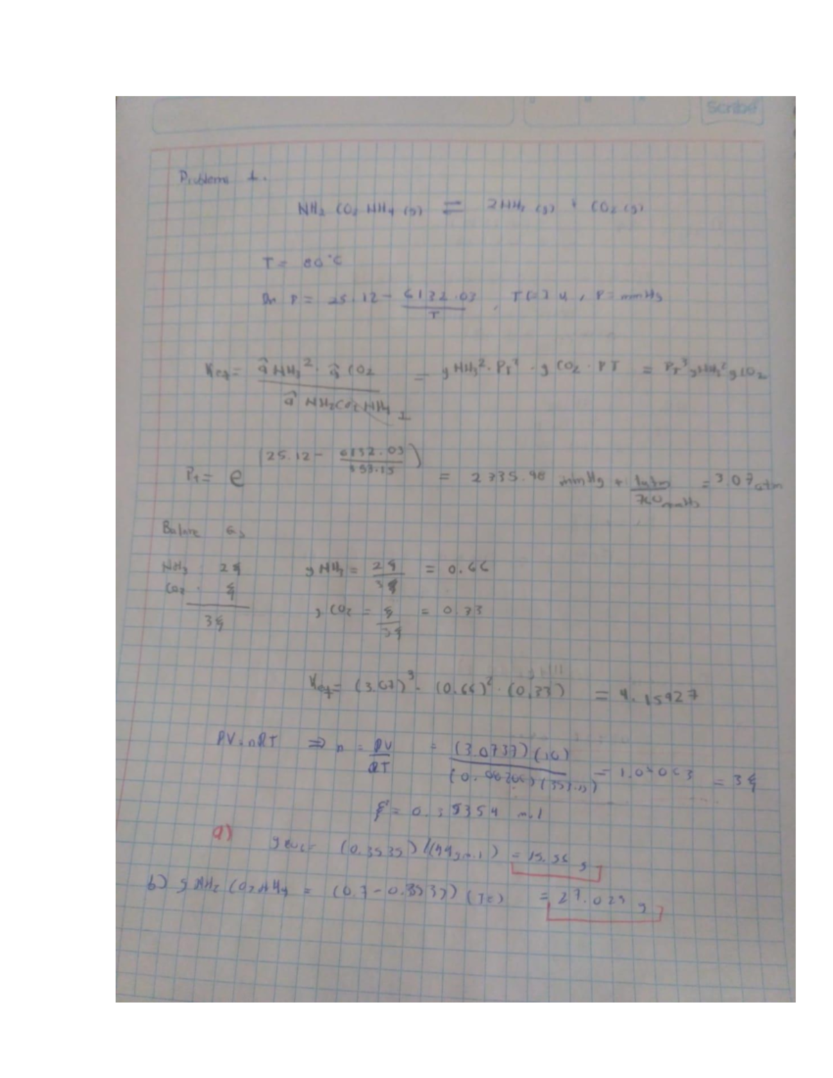 Tarea 4 Termo - Termodinámica Del Equilibrio Químico - Scribé Problems t. NH2 CO2 HILL . cozes T ...