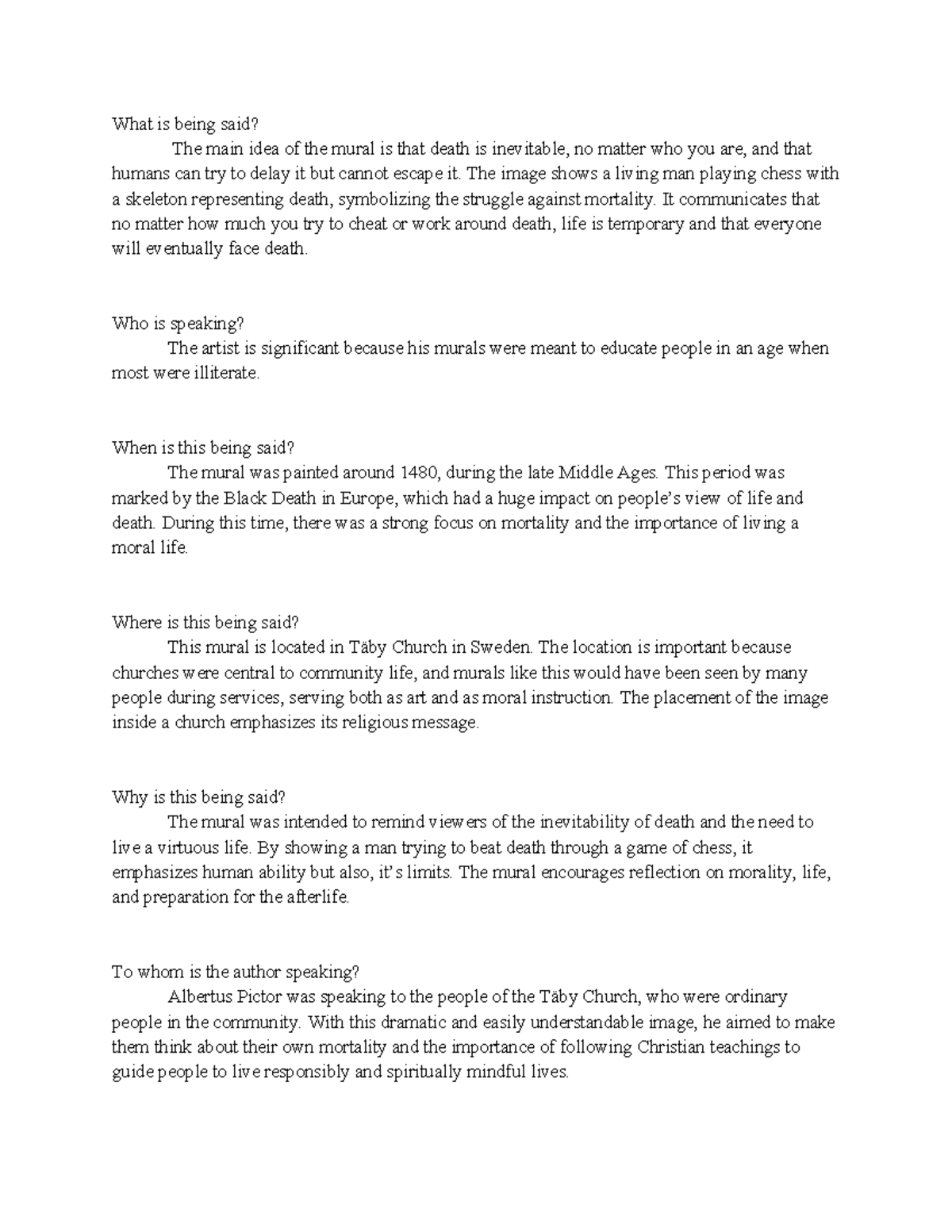 AP Euro Sourcing Assignment 1: Analyzing Mortality in Art - Studocu