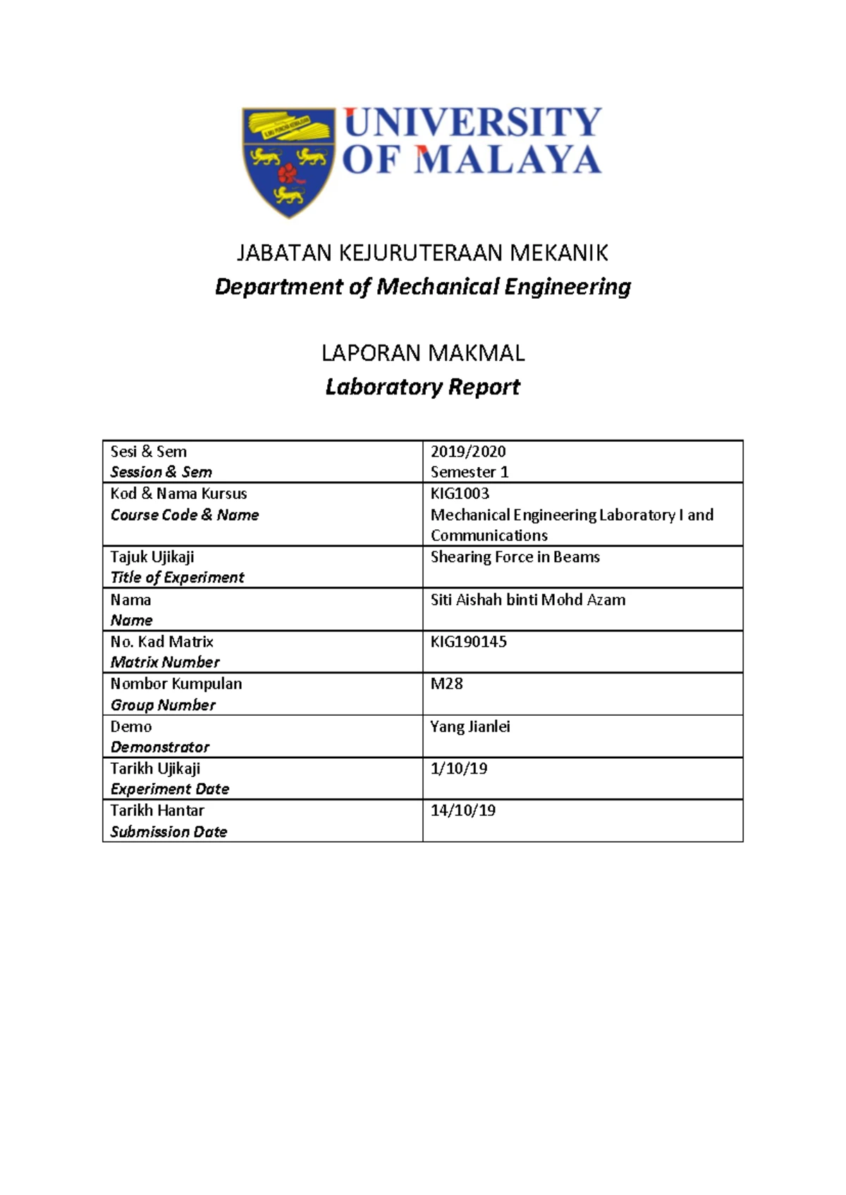 Fluid Mechanics Bernoulli Experiment Lab Report - 1. ABSTRACT The ...