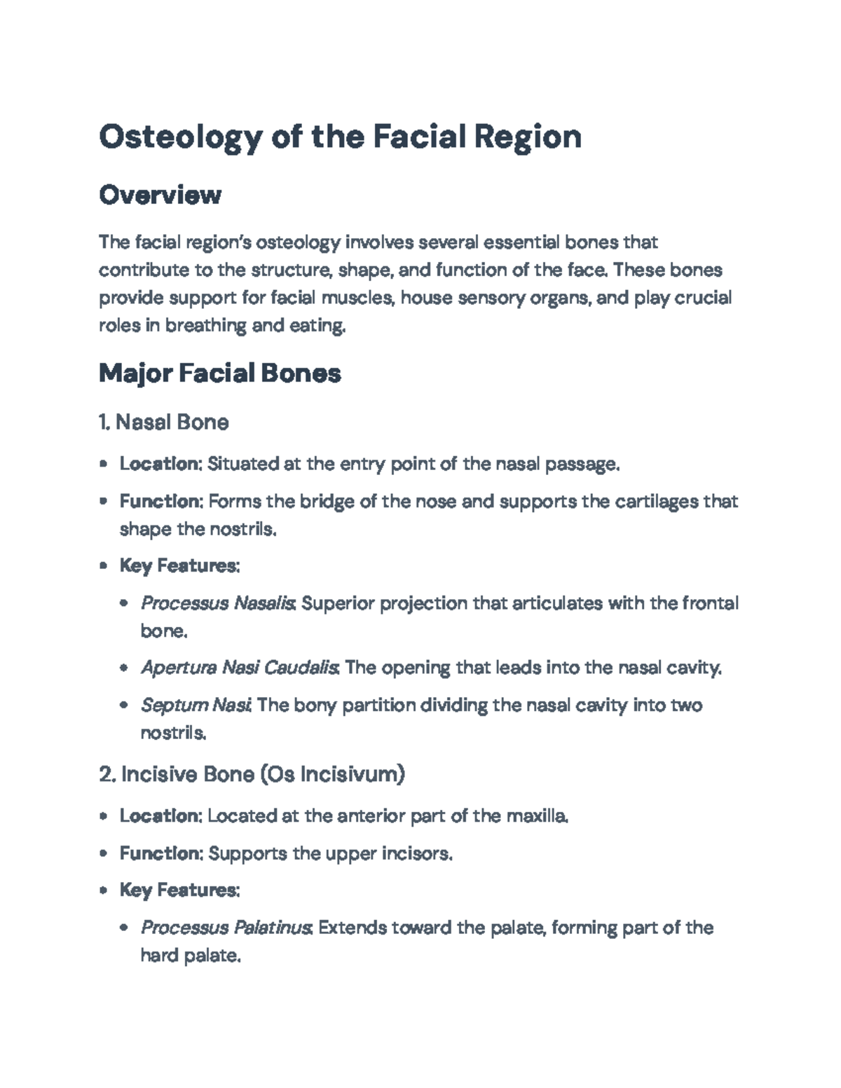 Osteology of Facial Region: Key Bones & Functions (ANAT 101) - Studocu