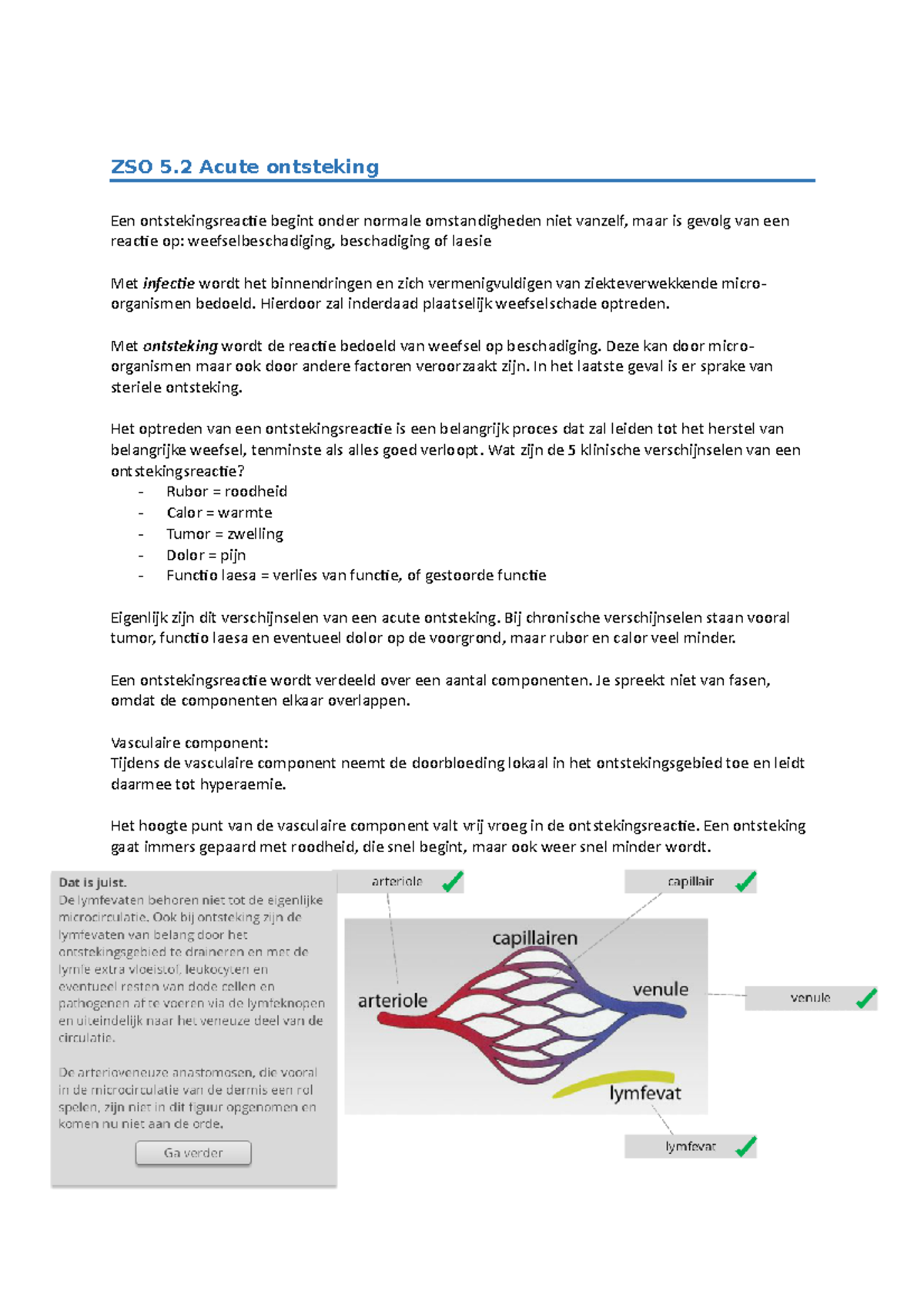 ZSO 5.2 Acute Ontsteking: Mechanismen, Reacties en Klinische Gevolgen ...