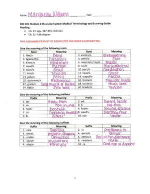 BIO 202 Module 2 Learning Guide: Cardiovascular System Terminology ...
