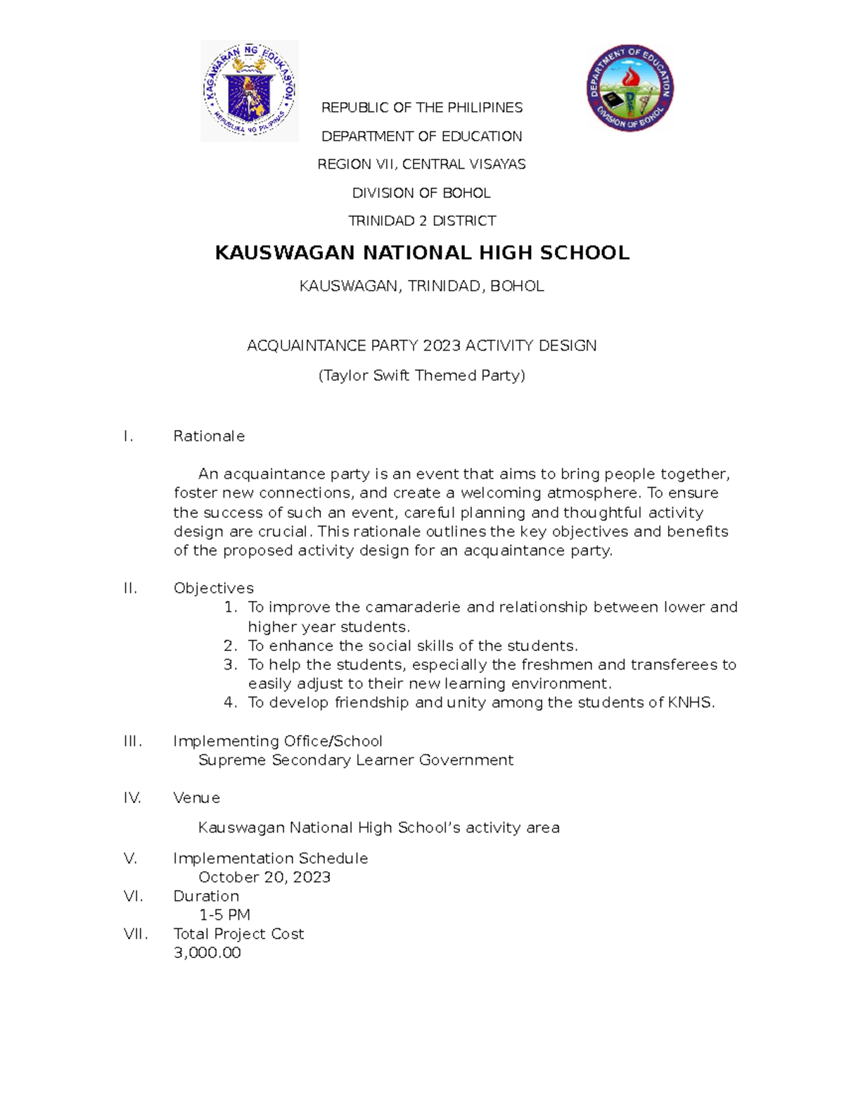 Acquaintance Party 2023 Activity Design (Taylor Swift Theme) - Studocu