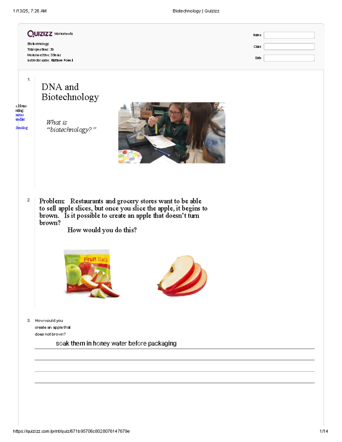 Biotechnology Quizizz: Exploring Genetic Modification & Cloning ...
