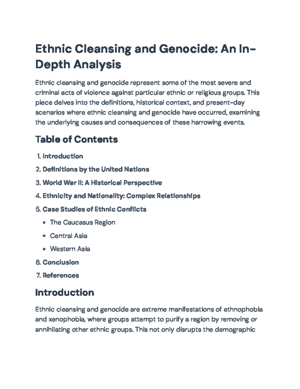 Ethnic Cleansing & Genocide Case Studies: A Comprehensive Study (Code ...