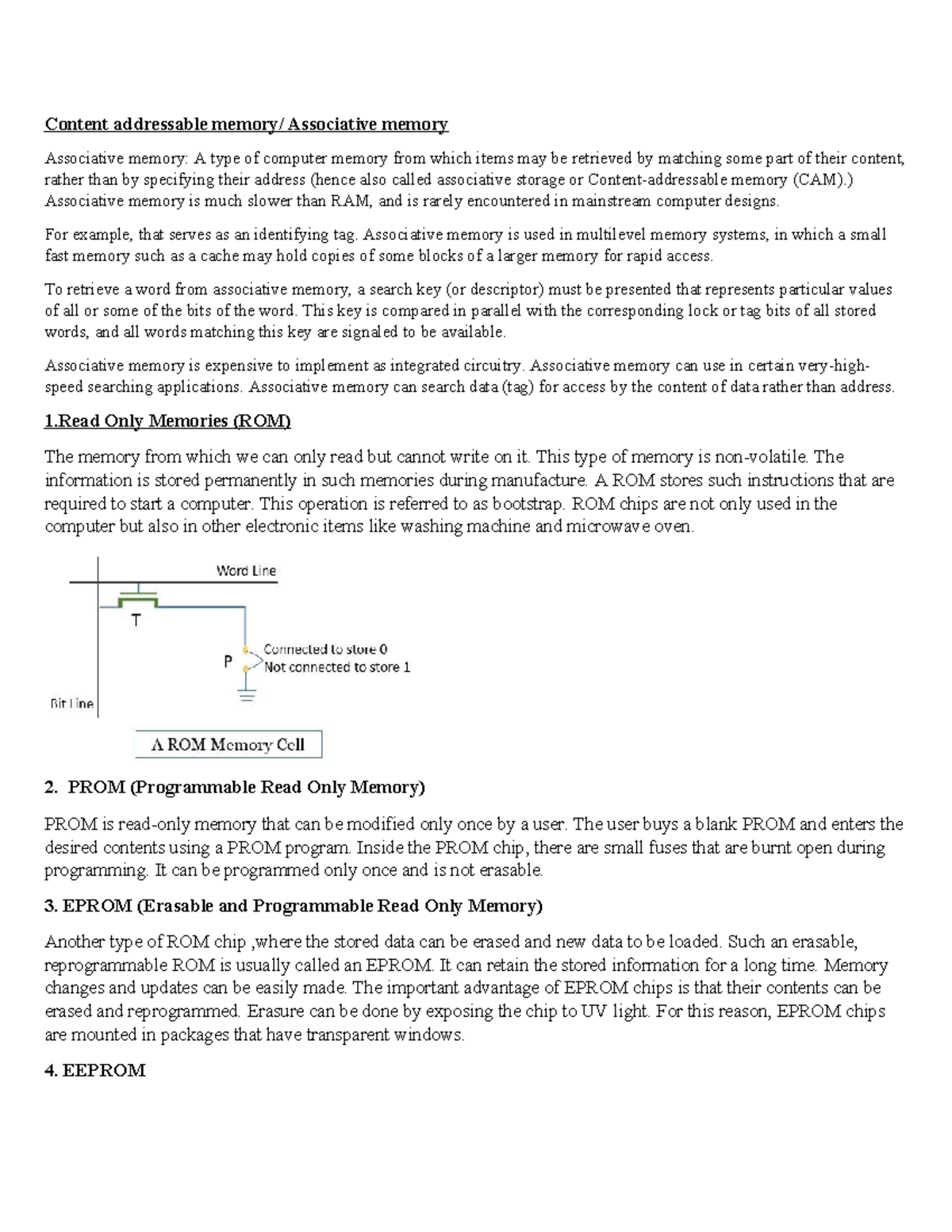 ROM CAM - Understanding Read-Only Memory and Associative Memory Concepts - Studocu
