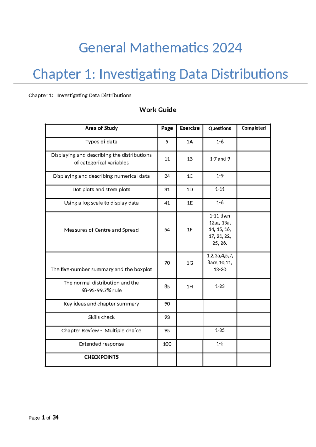 Ch 1: Investigating Data Distribution Concepts - General Maths 2024 ...