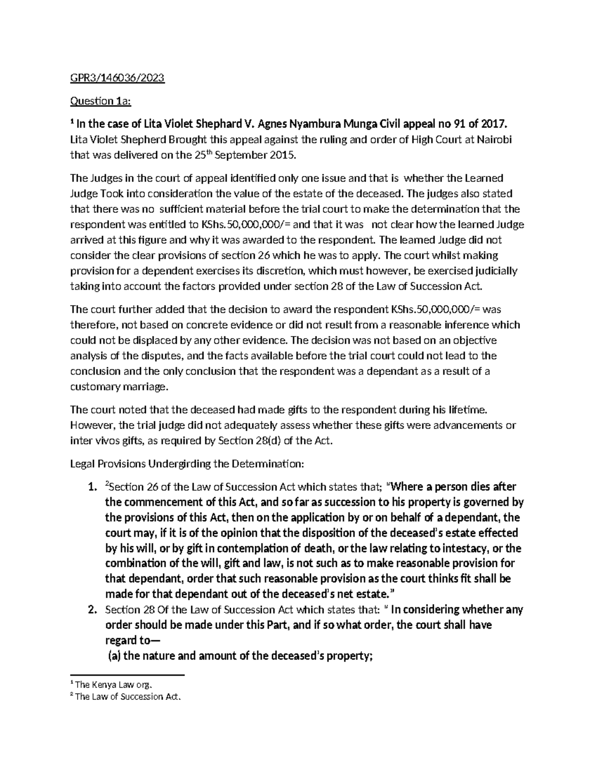 Law of Succession CAT: Case Analysis of Lita Violet Shephard V. Agnes ...