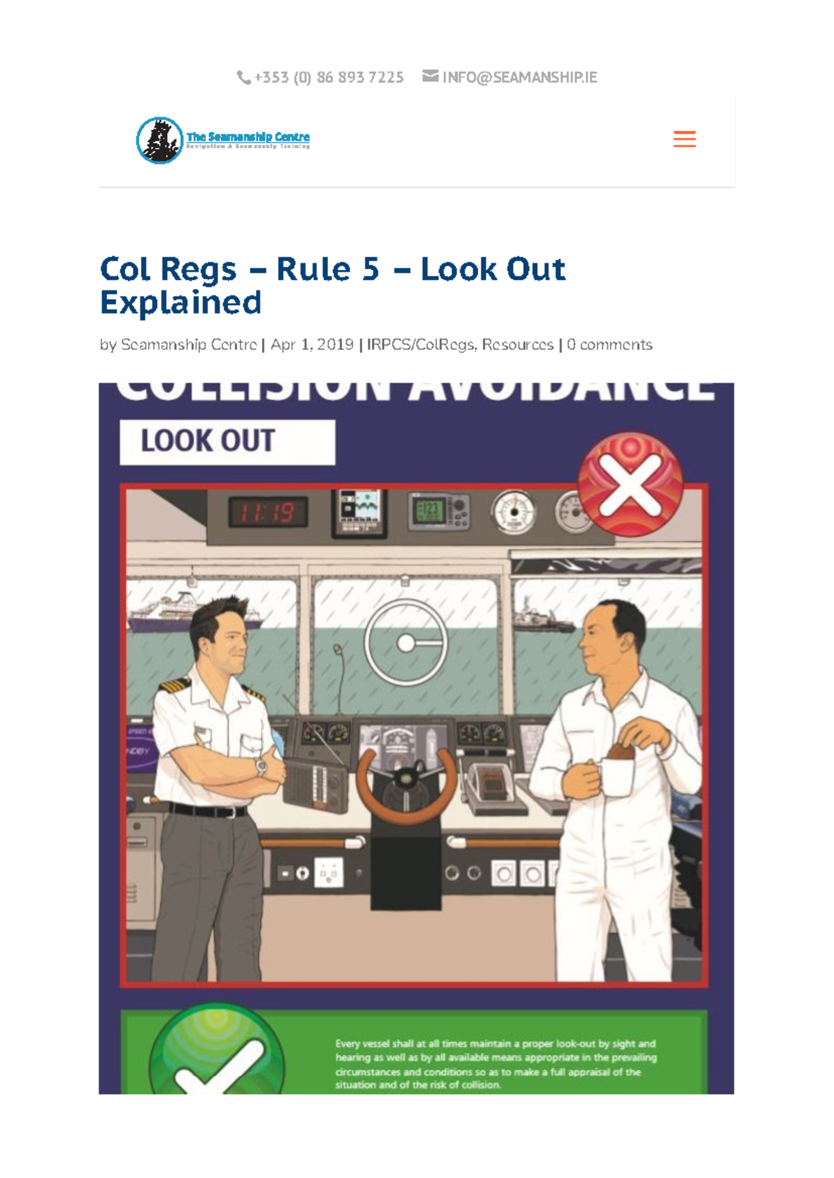 Look Out Explained - Look out - Col Regs – Rule 5 – Look Out Explained ...