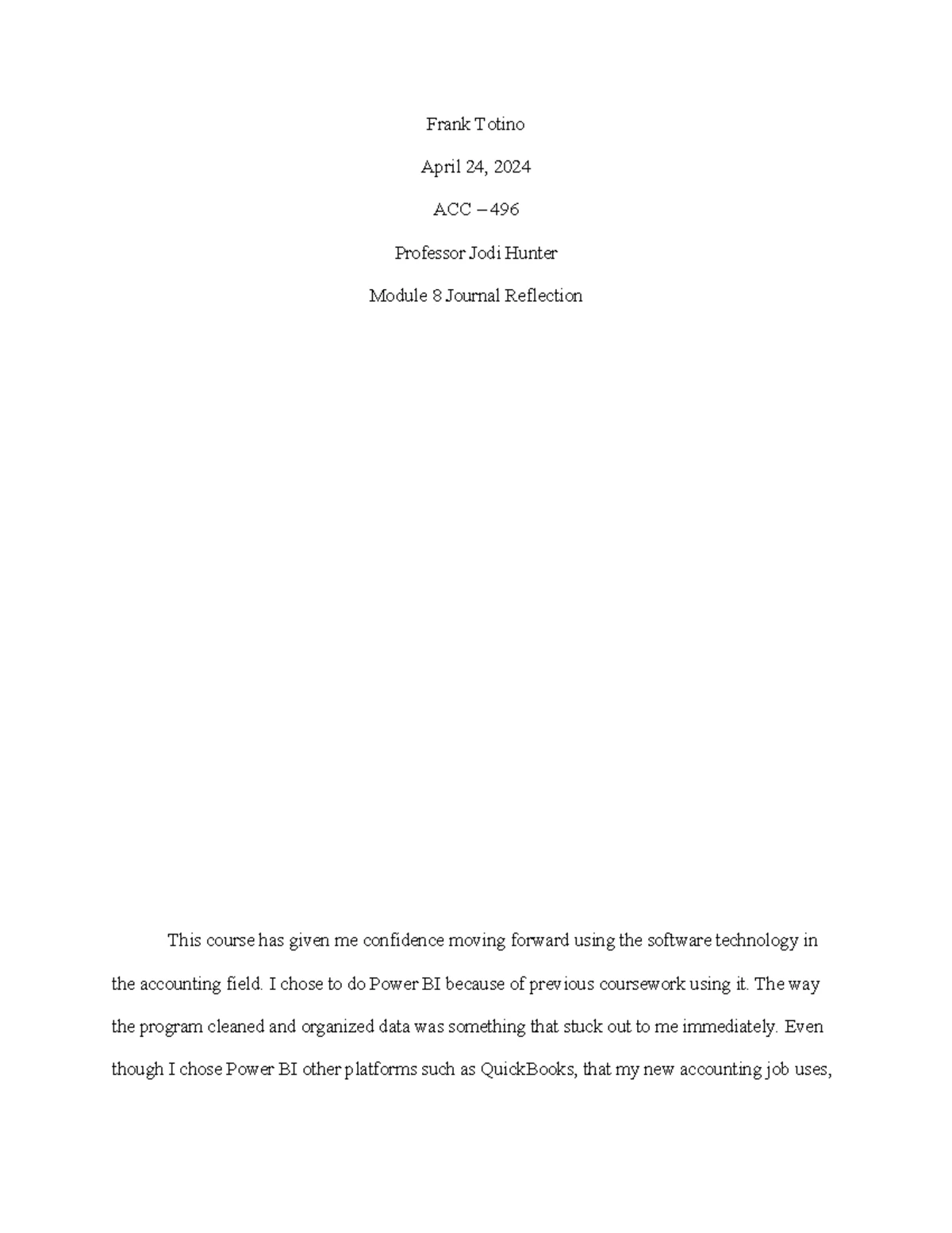 Module 8 Reflection Journal: Skills Learned & Growth Overview - Studocu