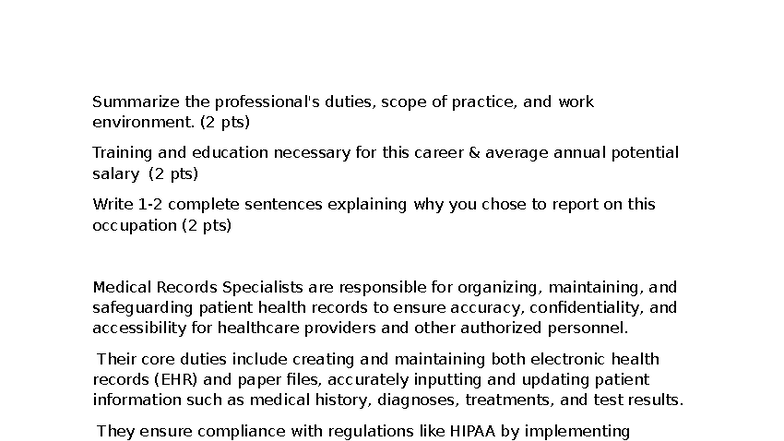 Healthcare Occupation Overview: Medical Records Specialists Duties ...