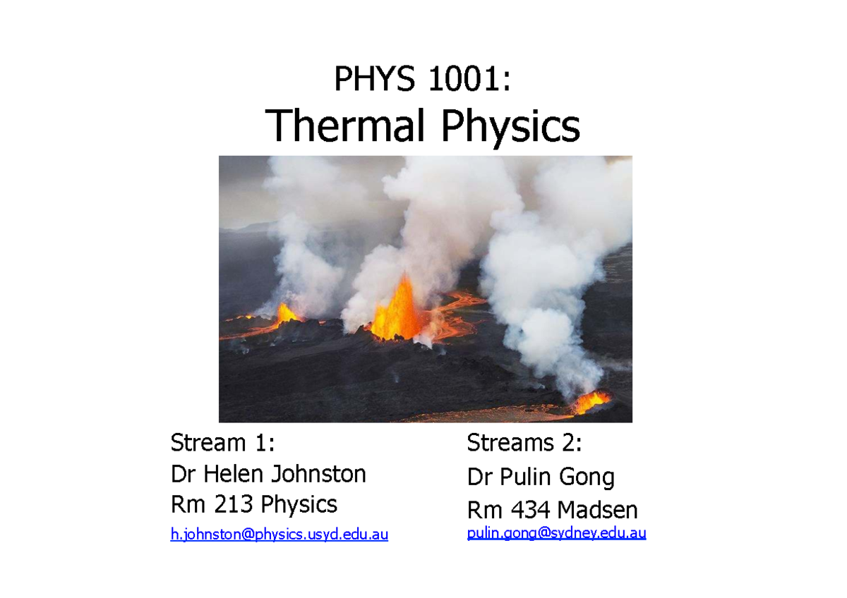 PHYS 1001: Thermal Physics Overview and Key Concepts for Exam - Studocu