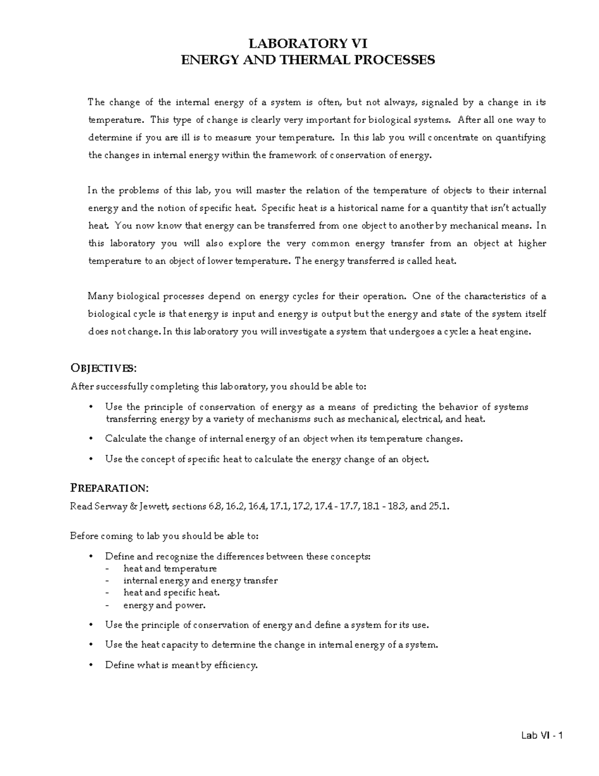 LAB VI: ENERGY AND THERMAL PROCESSES - Understanding Internal Energy ...