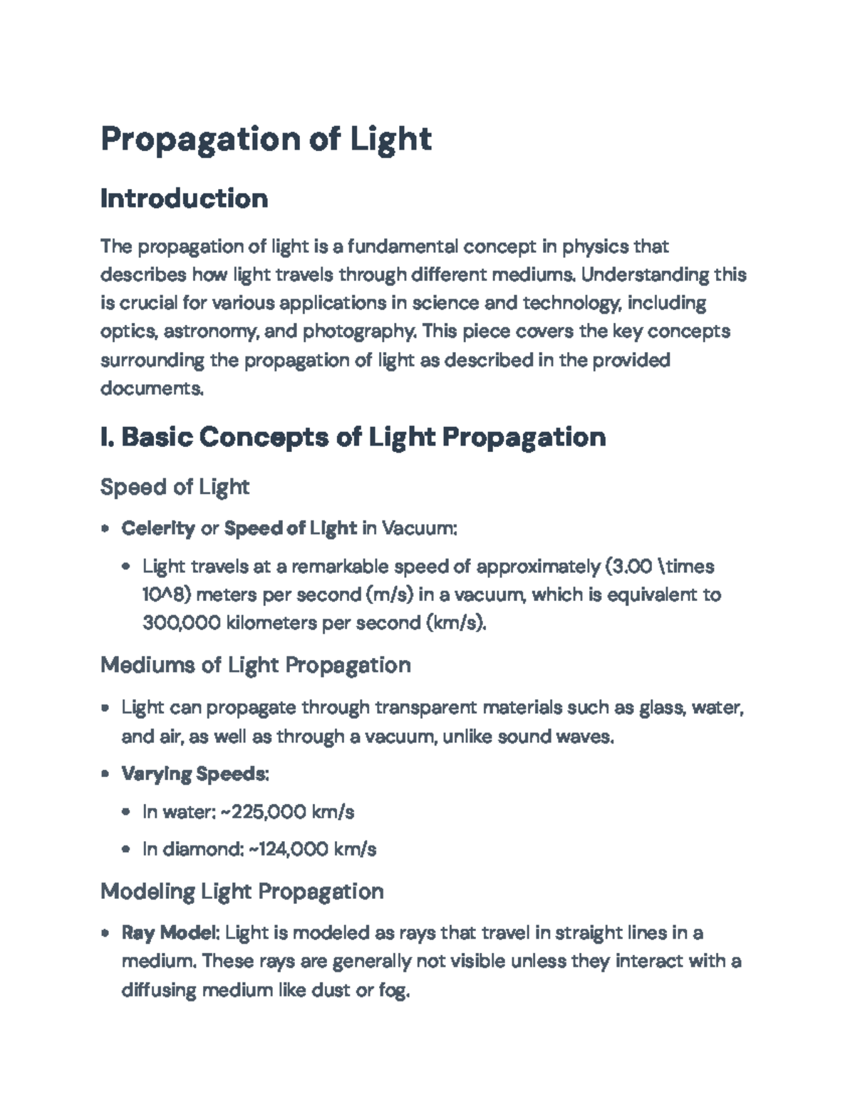 Propagation of Light: Concepts, Laws, and Practical Applications ...