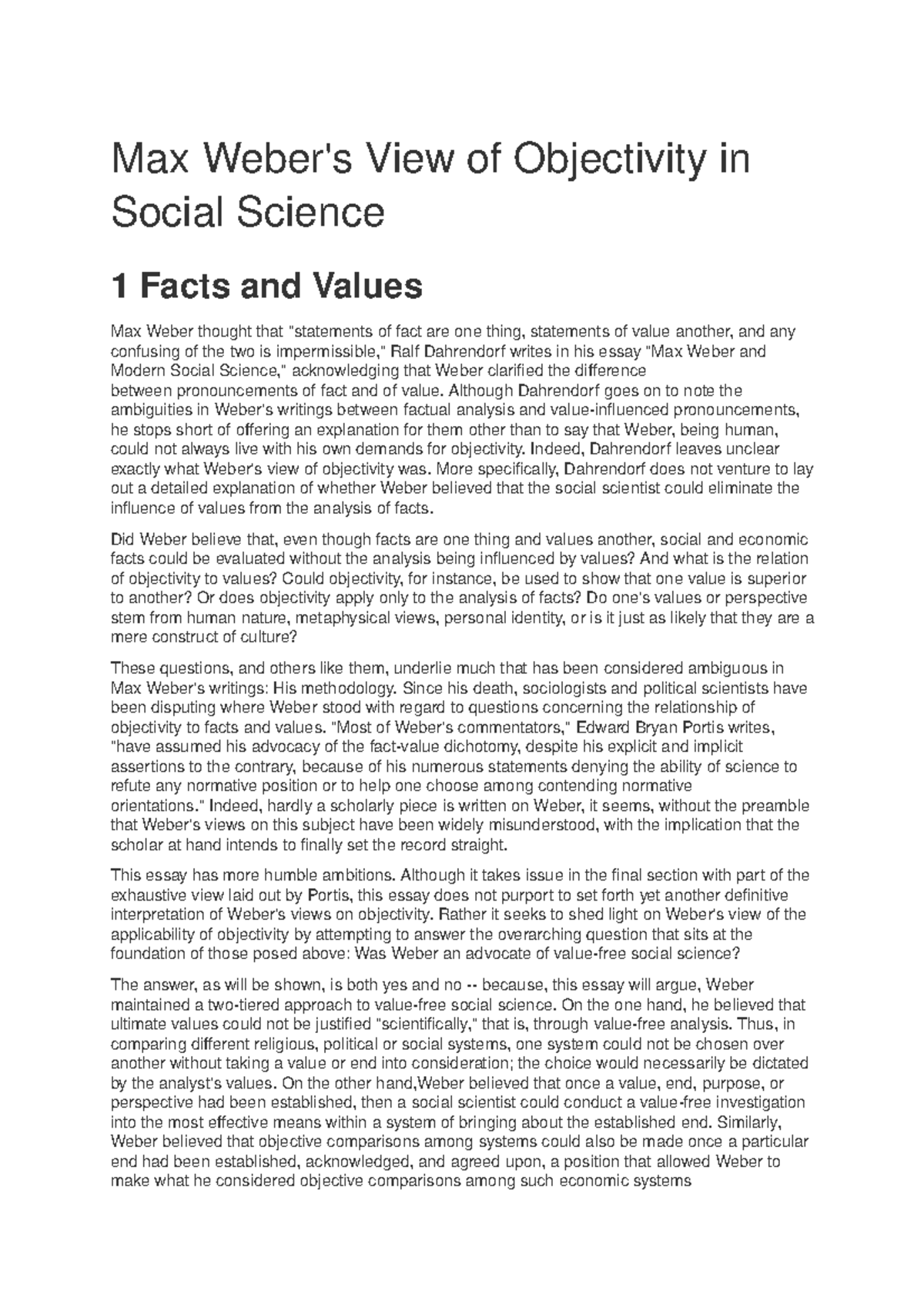 Max webers view of objectivity in social science - MaxWeber ' sVi ...