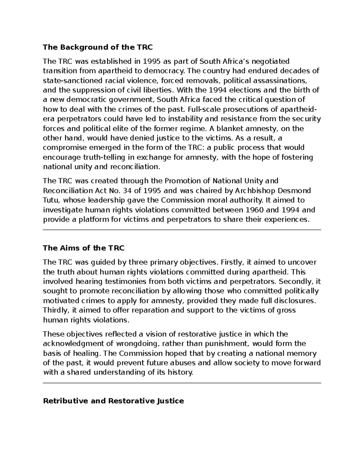 TRC - Analyzing the Historical Impact of South Africa's Truth ...