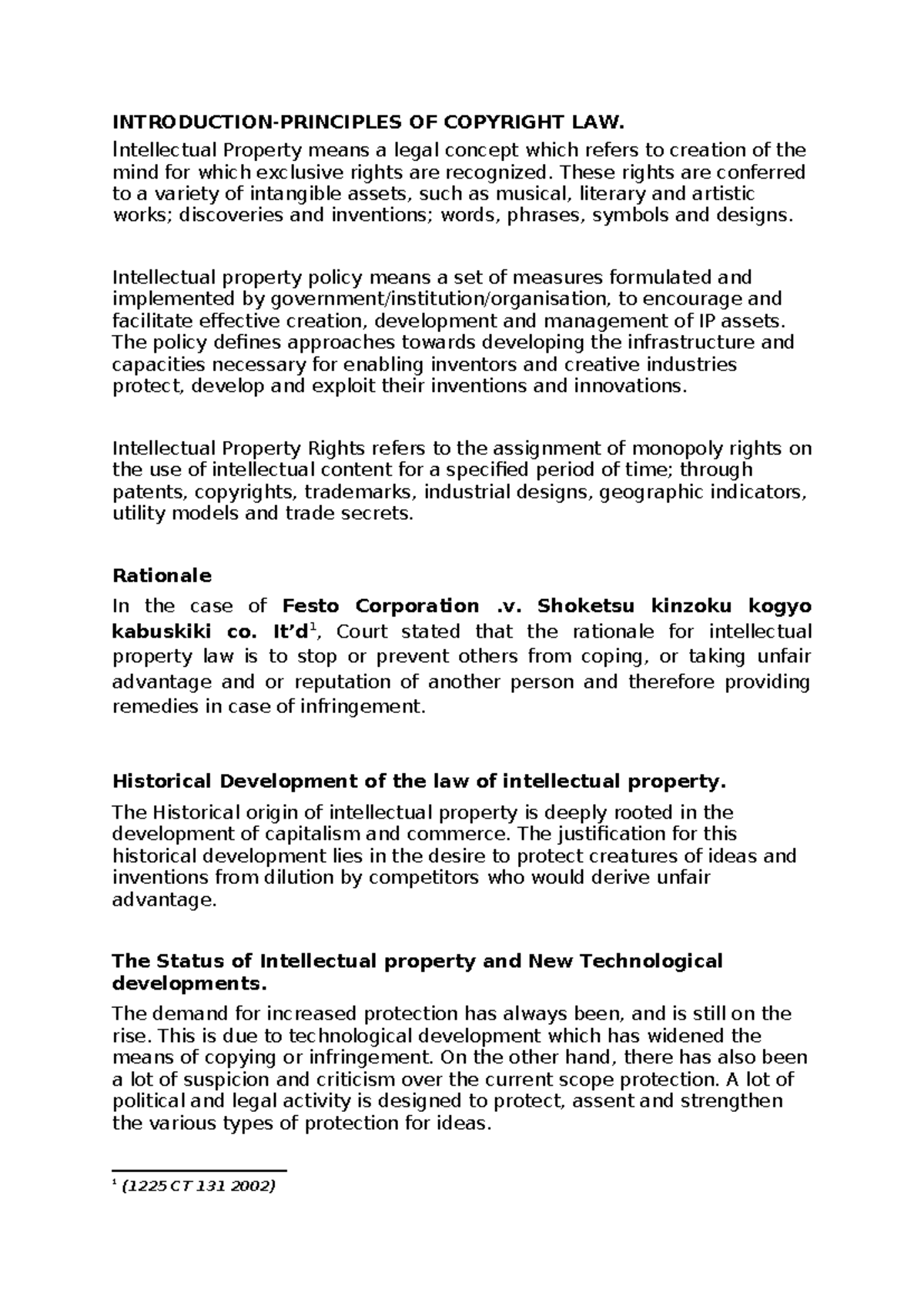 Final Exam Notes on Copyright Law (IP 1225 CT) - Studocu