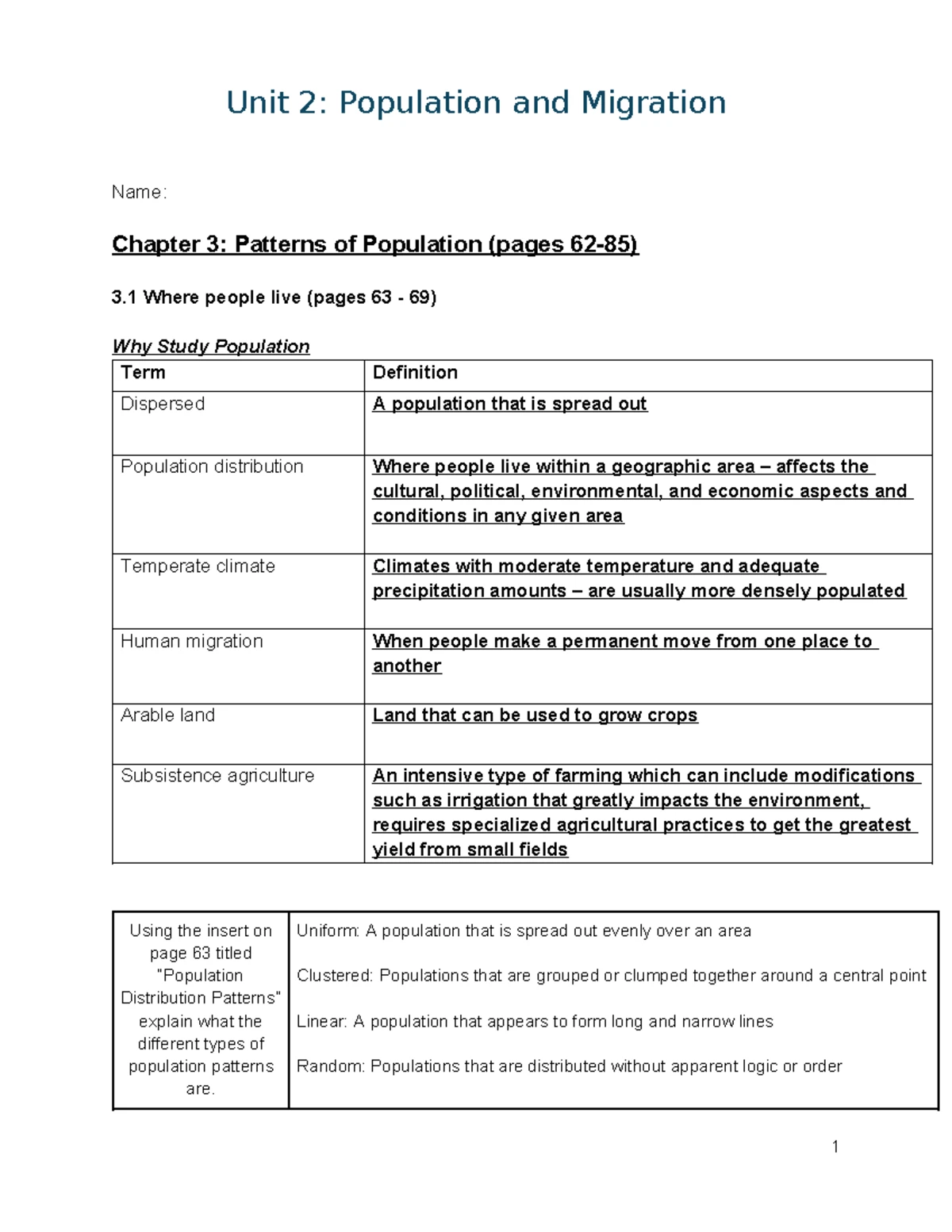 Unit 1 Homework Review: Chapters 1 & 2 - Human Geography Concepts - Studocu