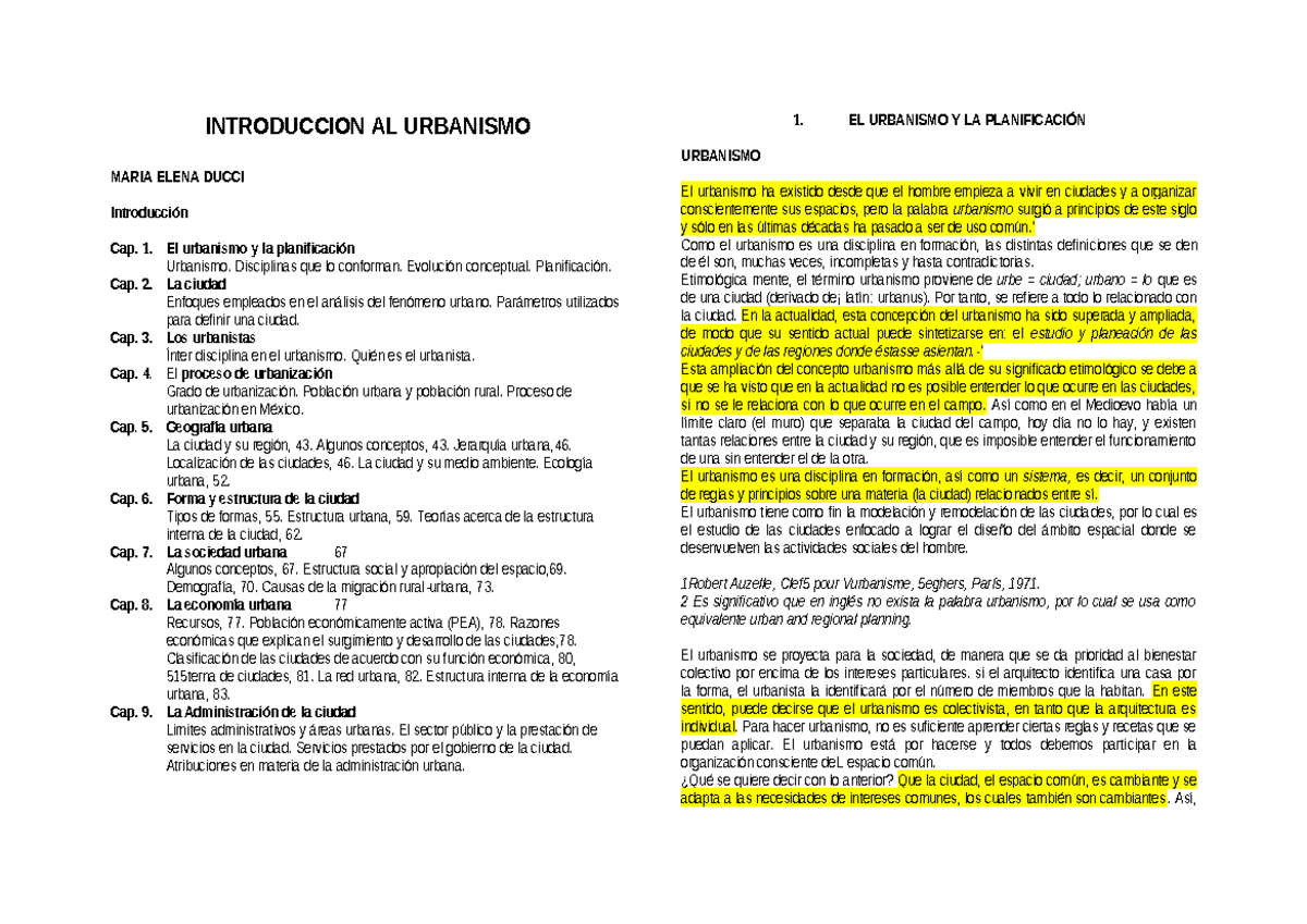 Introducción al Urbanismo: Conceptos y Procesos Clave (URB 101) - Studocu