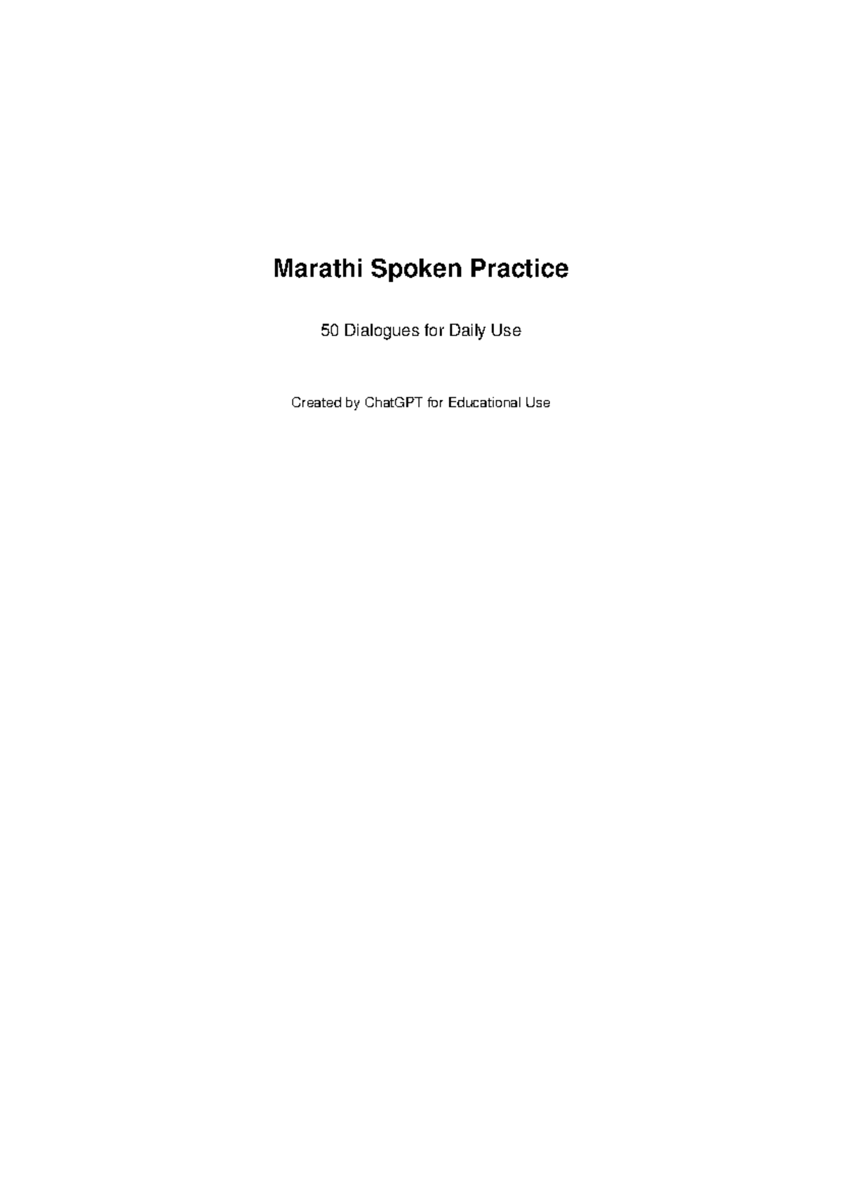 Marathi spoken practice 50 dialogues - Marathi Spoken Practice 50 ...