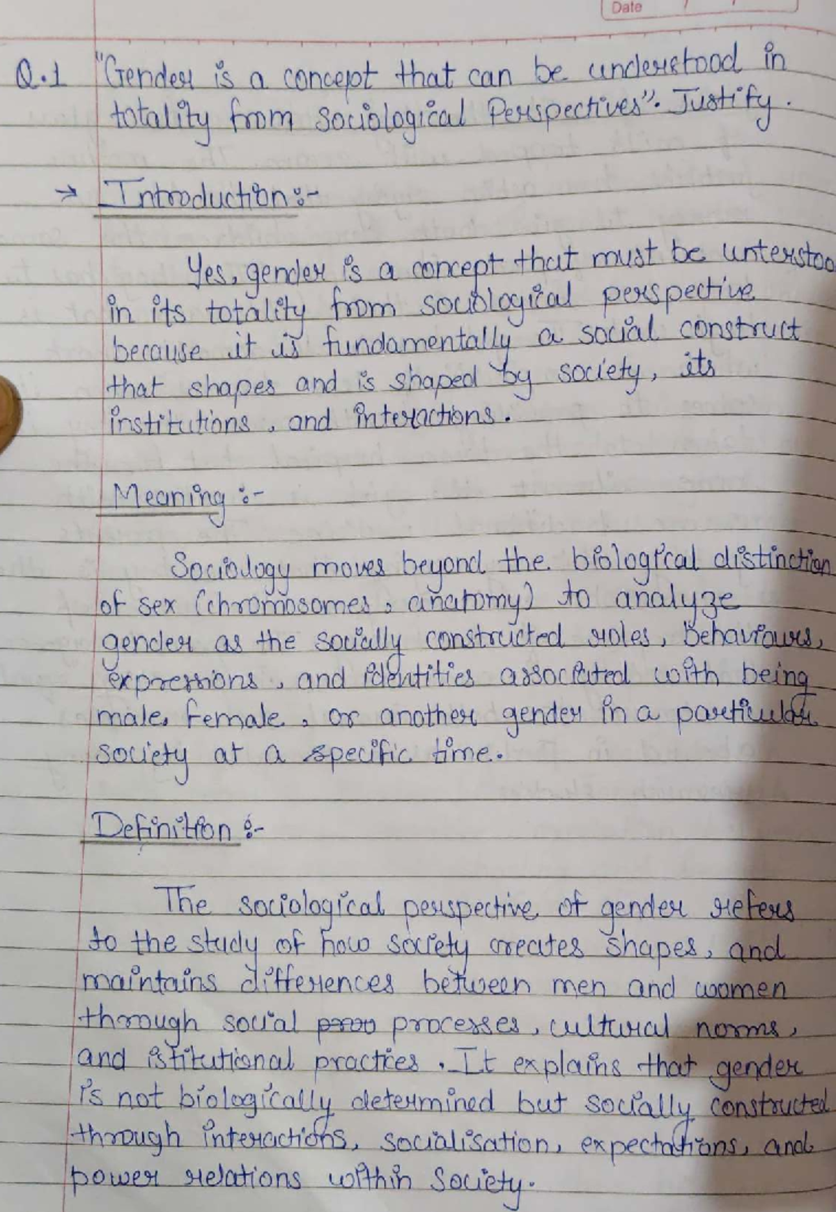 IC1 - Gender Perspectives in Sociology: Concepts and Theories - Studocu