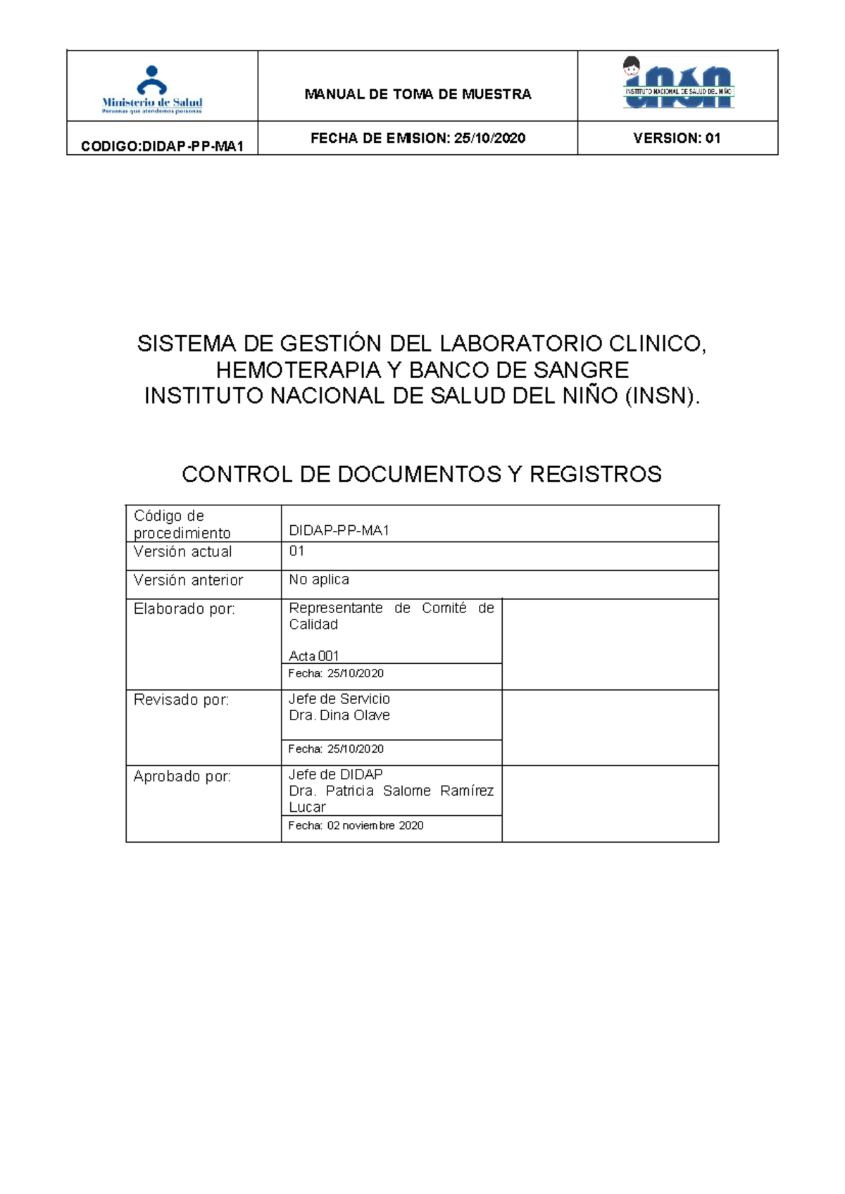 Manual de Toma de Muestra Sanguínea - DIDAP-PP-MA1 - Studocu