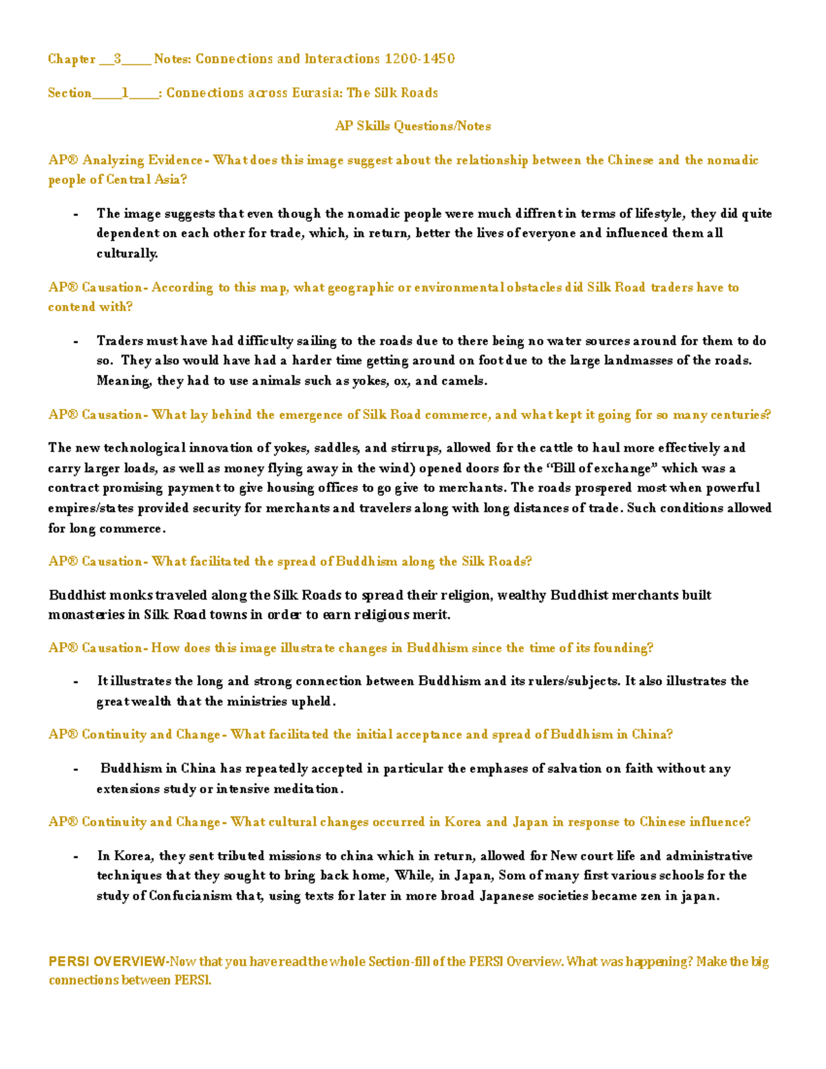 Chapter 3 AP® Notes: Connections and Interactions (1200-1450) - Studocu