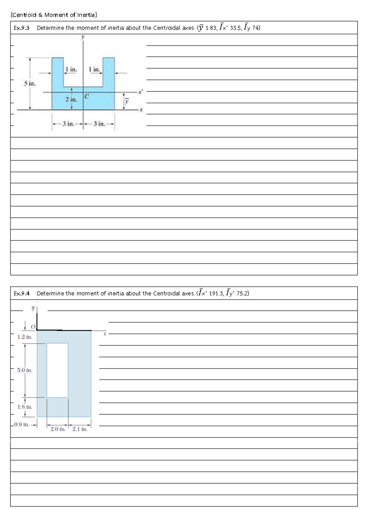Statics VB Exercise 1-1 - Engineering Statics - [Centroid & Moment of ...