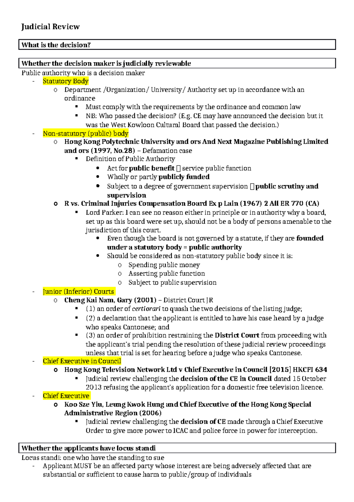 Judicial Review Overview: Key Principles and Case Studies - Studocu
