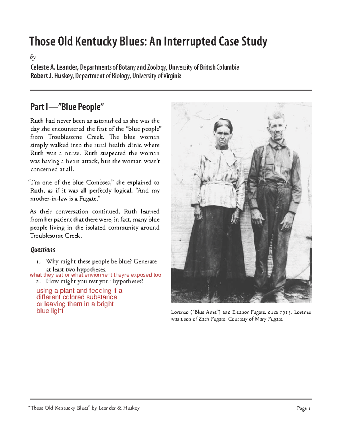 Kentucky Blue People Case Study: Genetic Traits and Analysis - Studocu