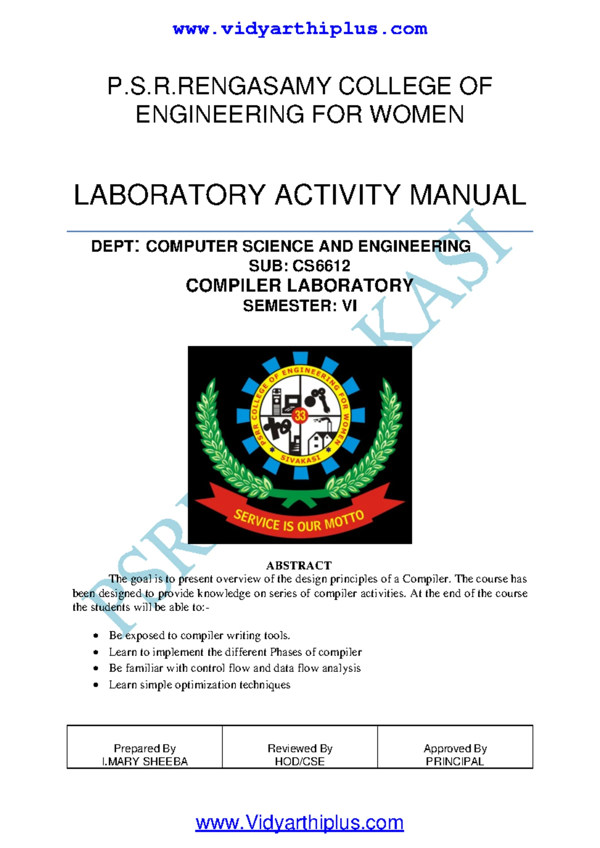 Compiler Design Lab Cd Manual Compiler Design Laboratory Manual And