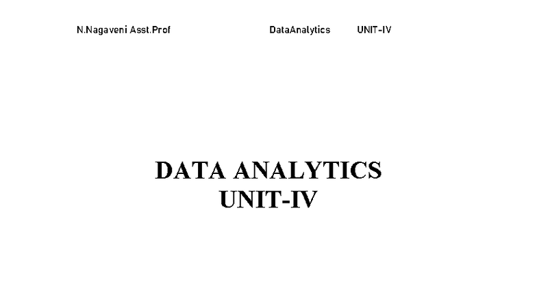 Data Analytics - UNIT IV: Object Segmentation & Time Series Methods - Studocu