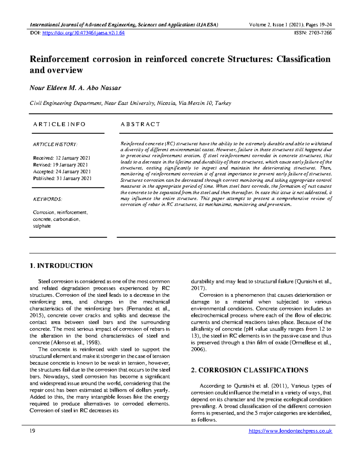 Reinforcement Corrosion in RC Structures: Overview & Classification ...