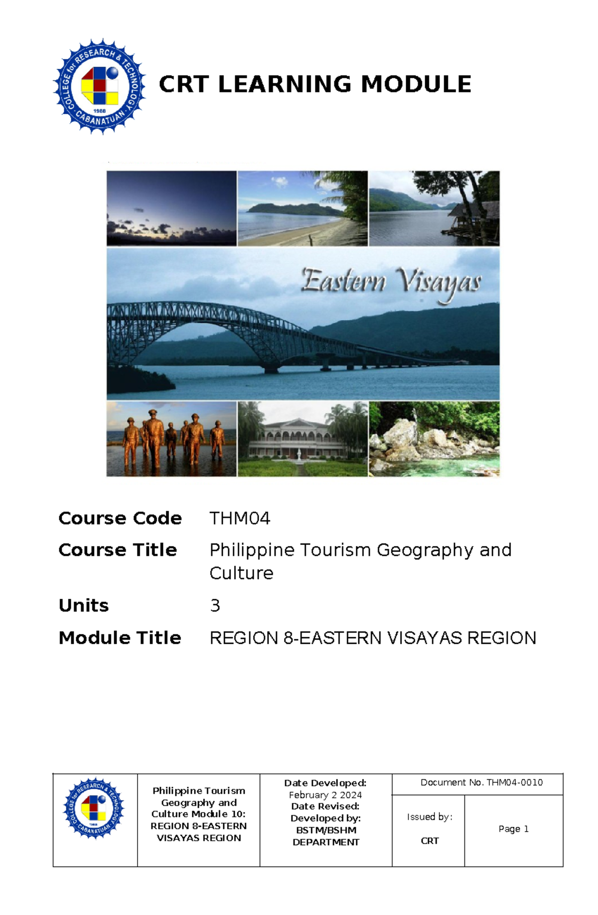 THM04 - Module 10: In-Depth Exploration of Eastern Visayas Region - Studocu