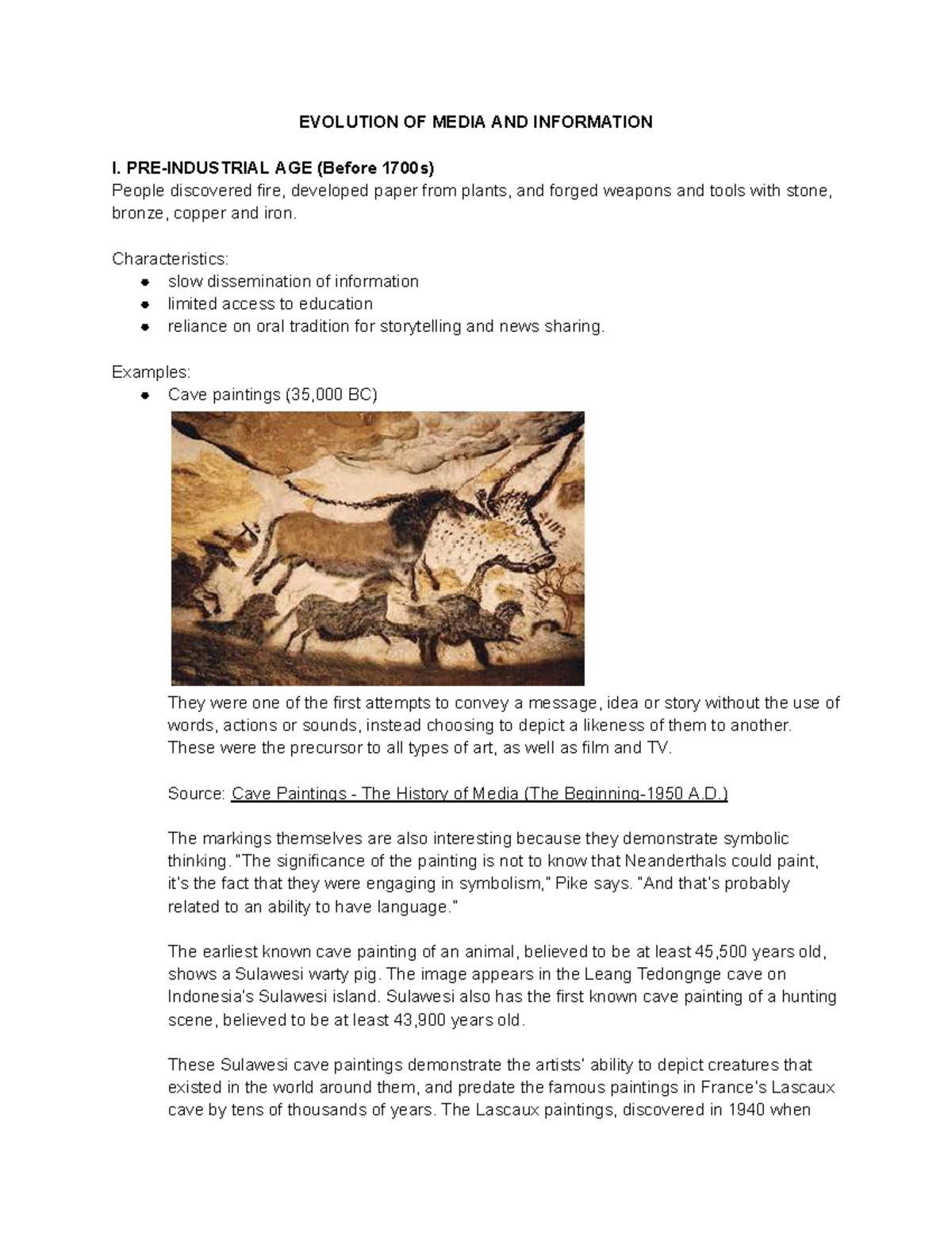 EVOLUTION OF MEDIA AND INFORMATION I: PRE-INDUSTRIAL AGE OVERVIEW - Studocu