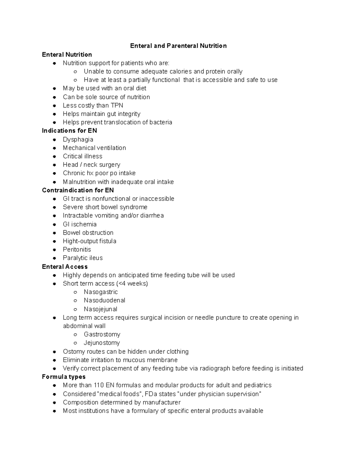 NUTR 301: Comprehensive Guide to Enteral and Parenteral Nutrition - Studocu