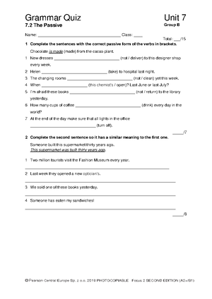 focus 3 unit 2 odpowiedzi - © Pearson Central Europe Sp. z o. 2019 ...